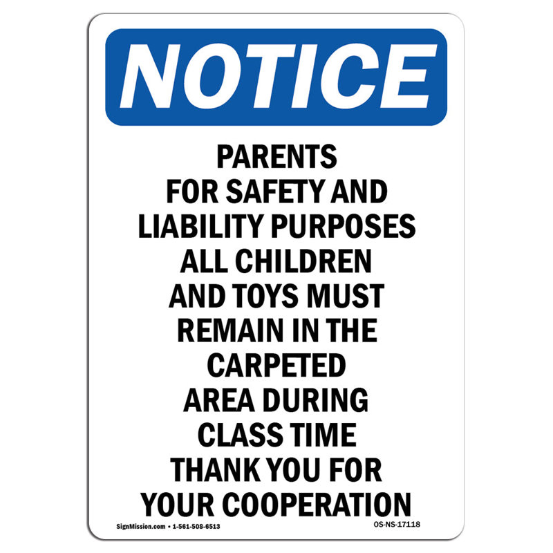 SignMission Parents for Safety and Liability Sign | Wayfair