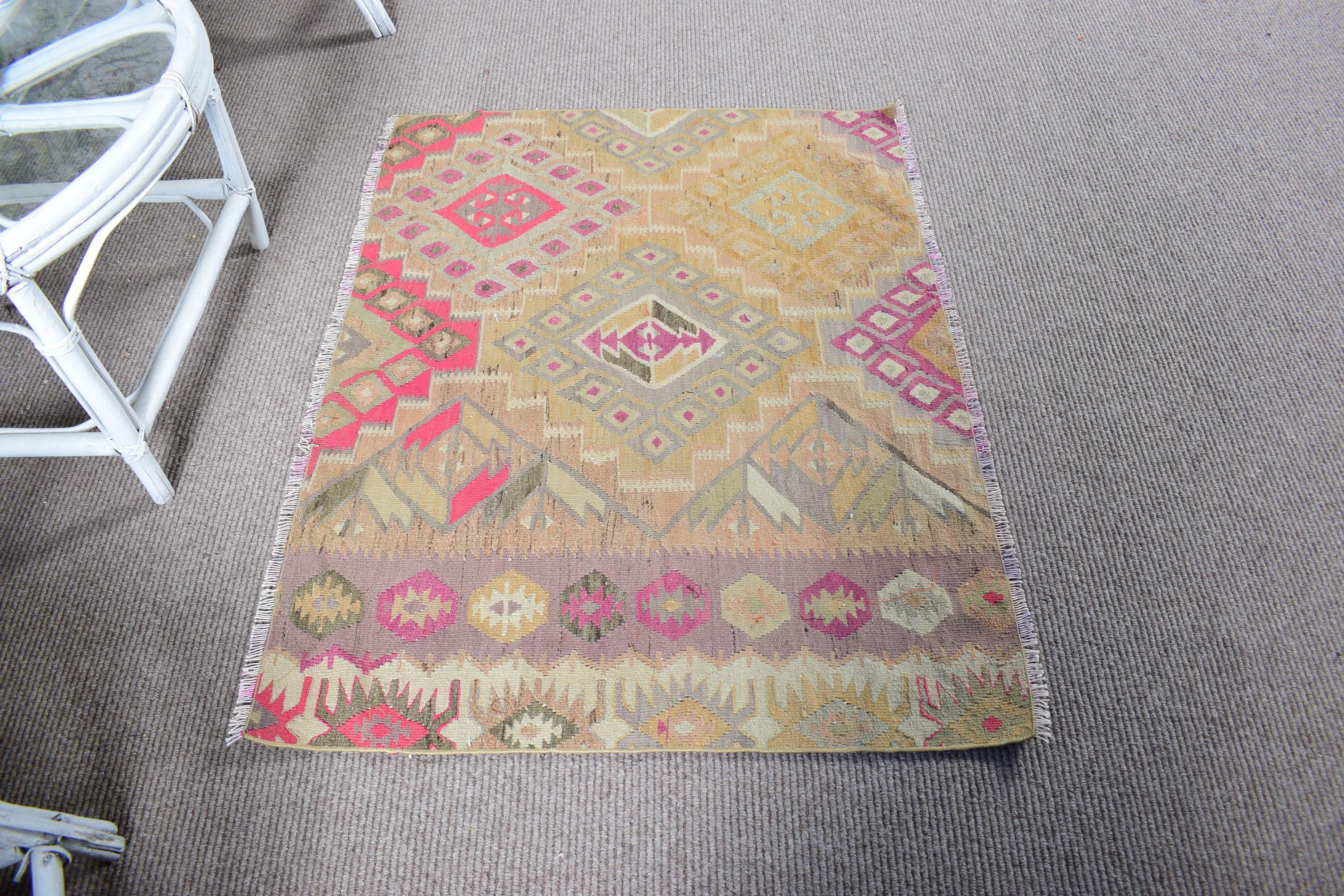 kayra export Authentic Vintage Turkish Kilim Rug with Geometric Patterns for Timeless Home Decor ...