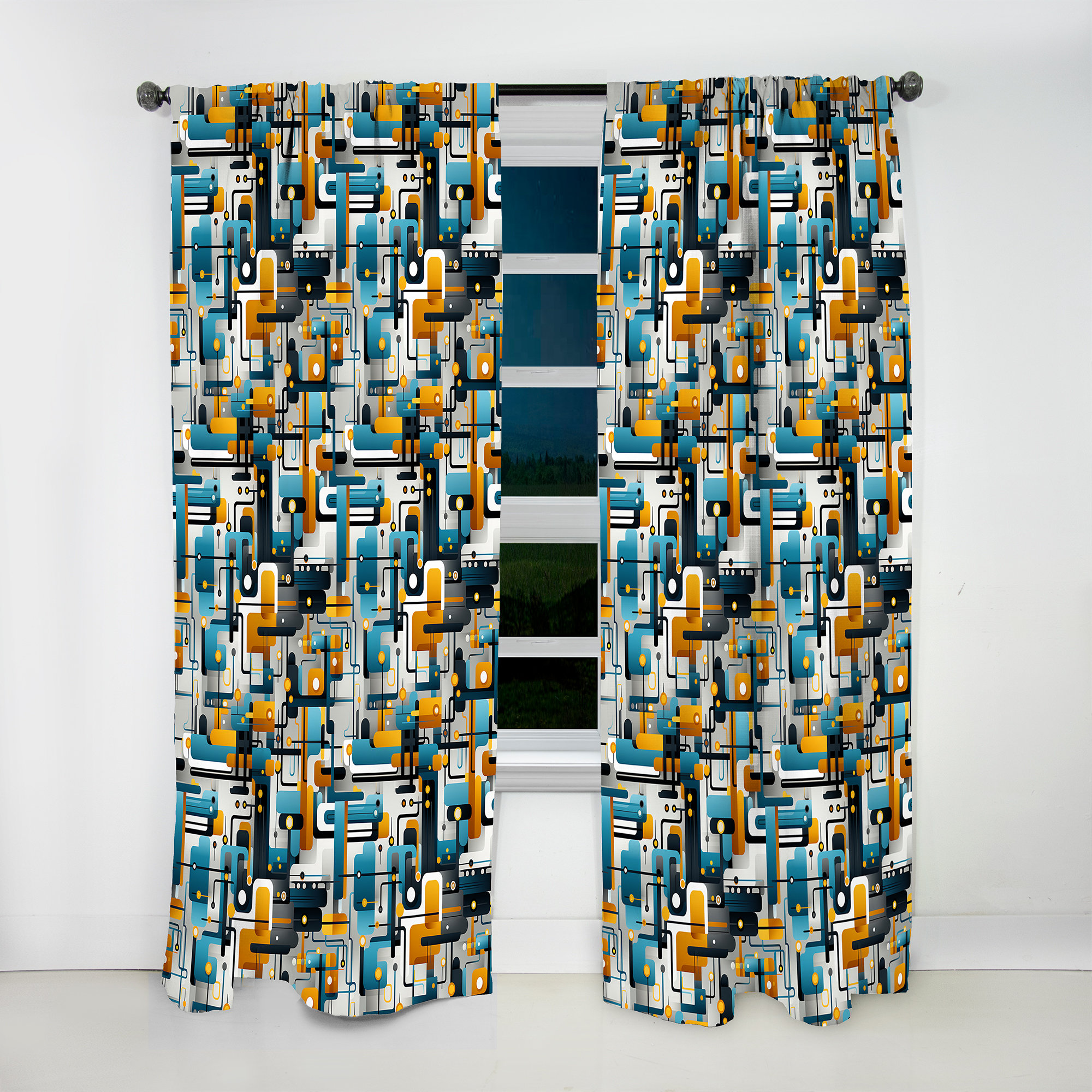 Design Art Blue Industrial Matrix Geometric Reflections I - Modern ...