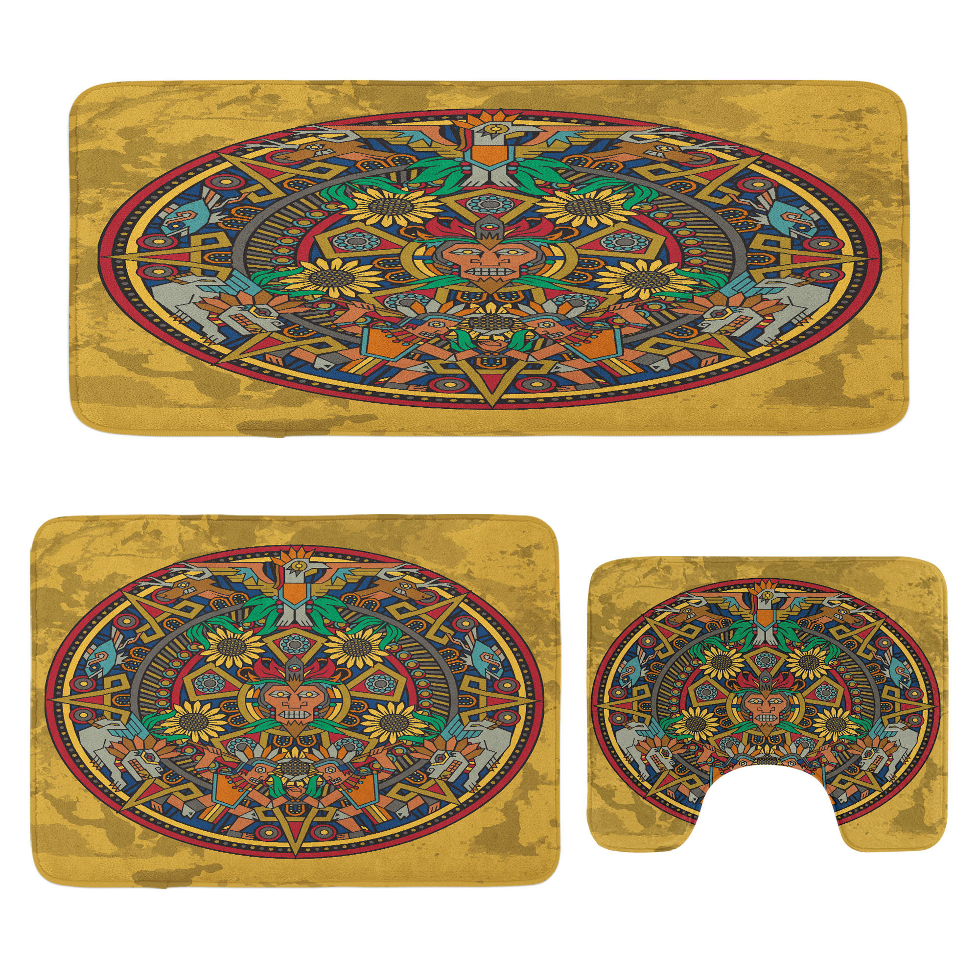 East Urban Home Tribal Bathroom Rug Set 3 Pieces U-Shape & Rectangle ...