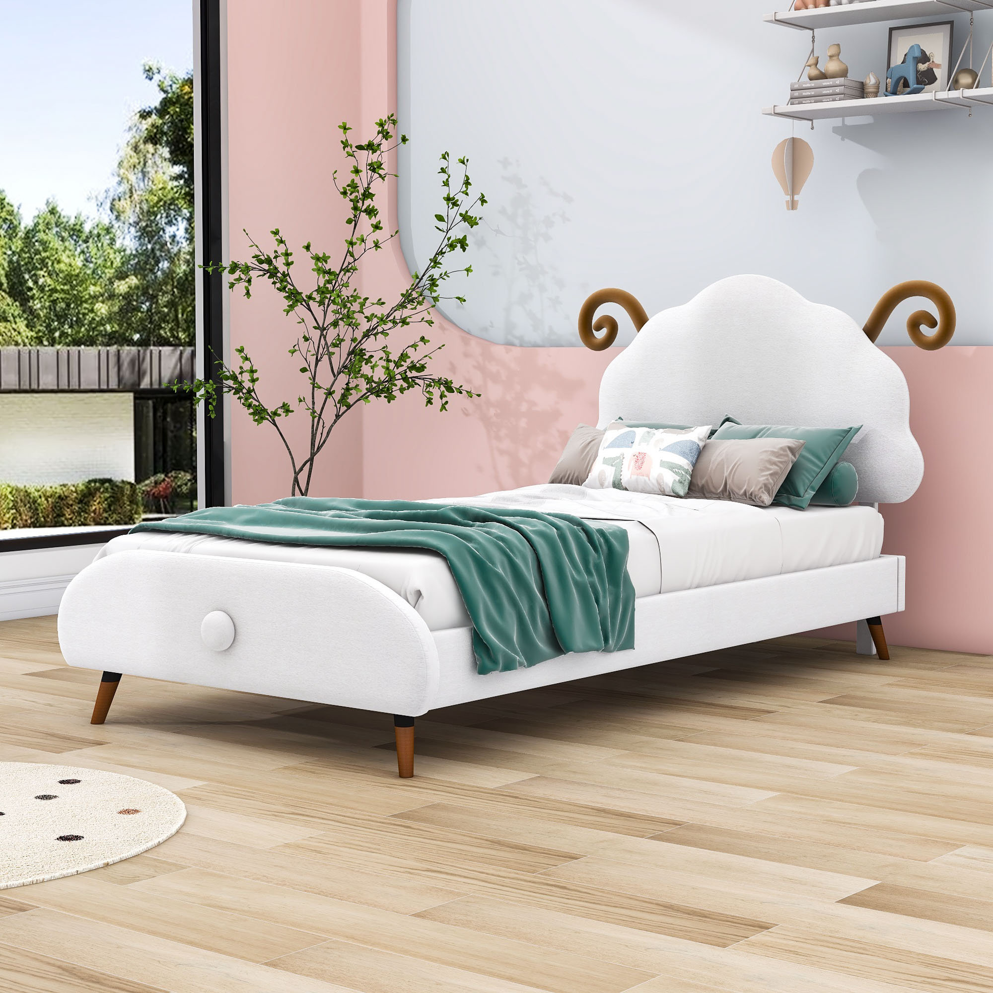 Latitude Run® Apryle Upholstered Platform Bed with Sheep-Shaped ...
