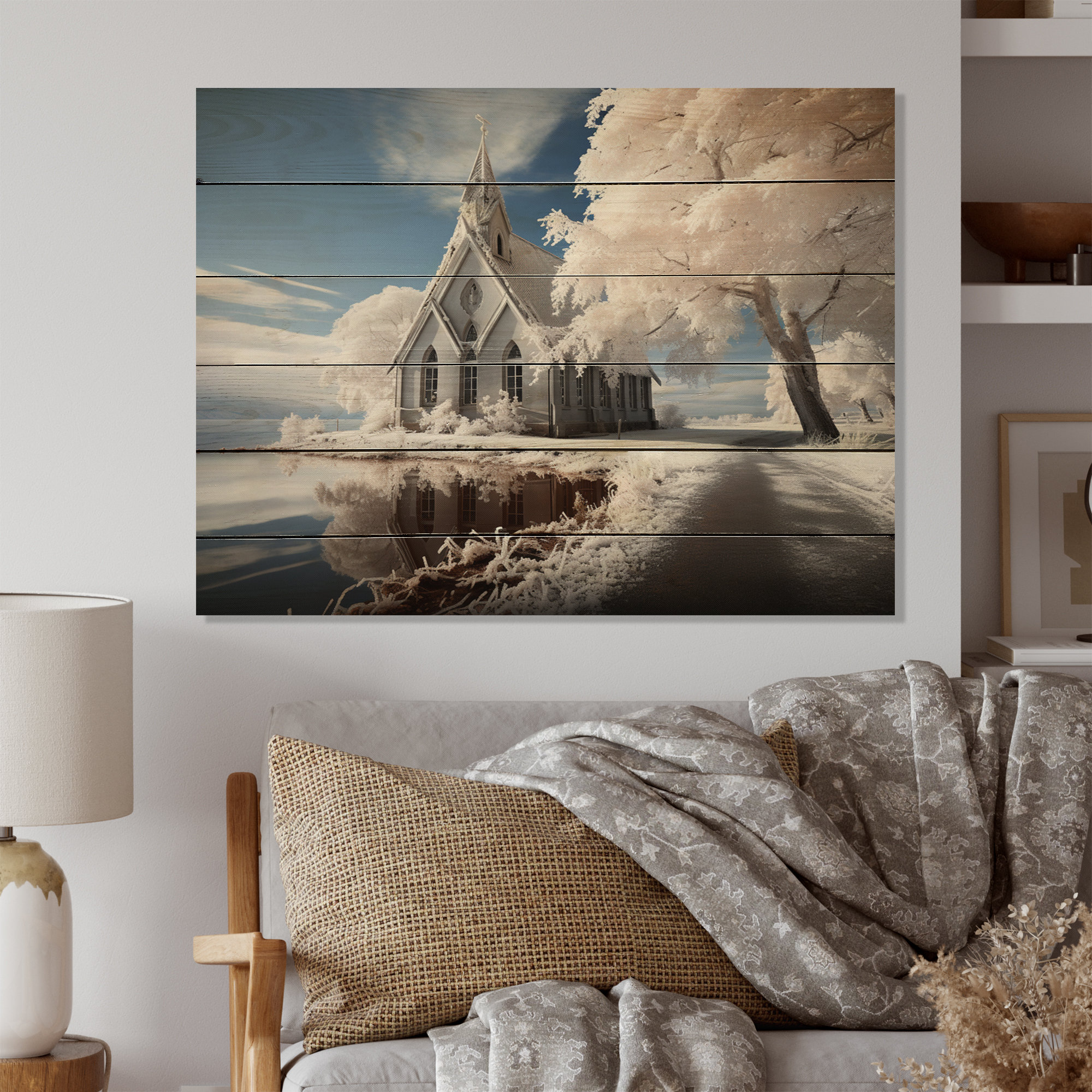 Latitude Run® Church Landscape Divine Grace On Wood Print | Wayfair