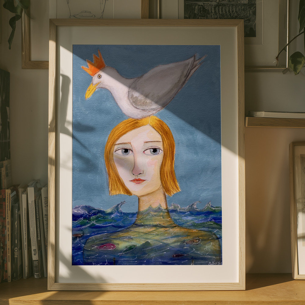 Lark Manor Lady swimmer with seagull | Wayfair.co.uk