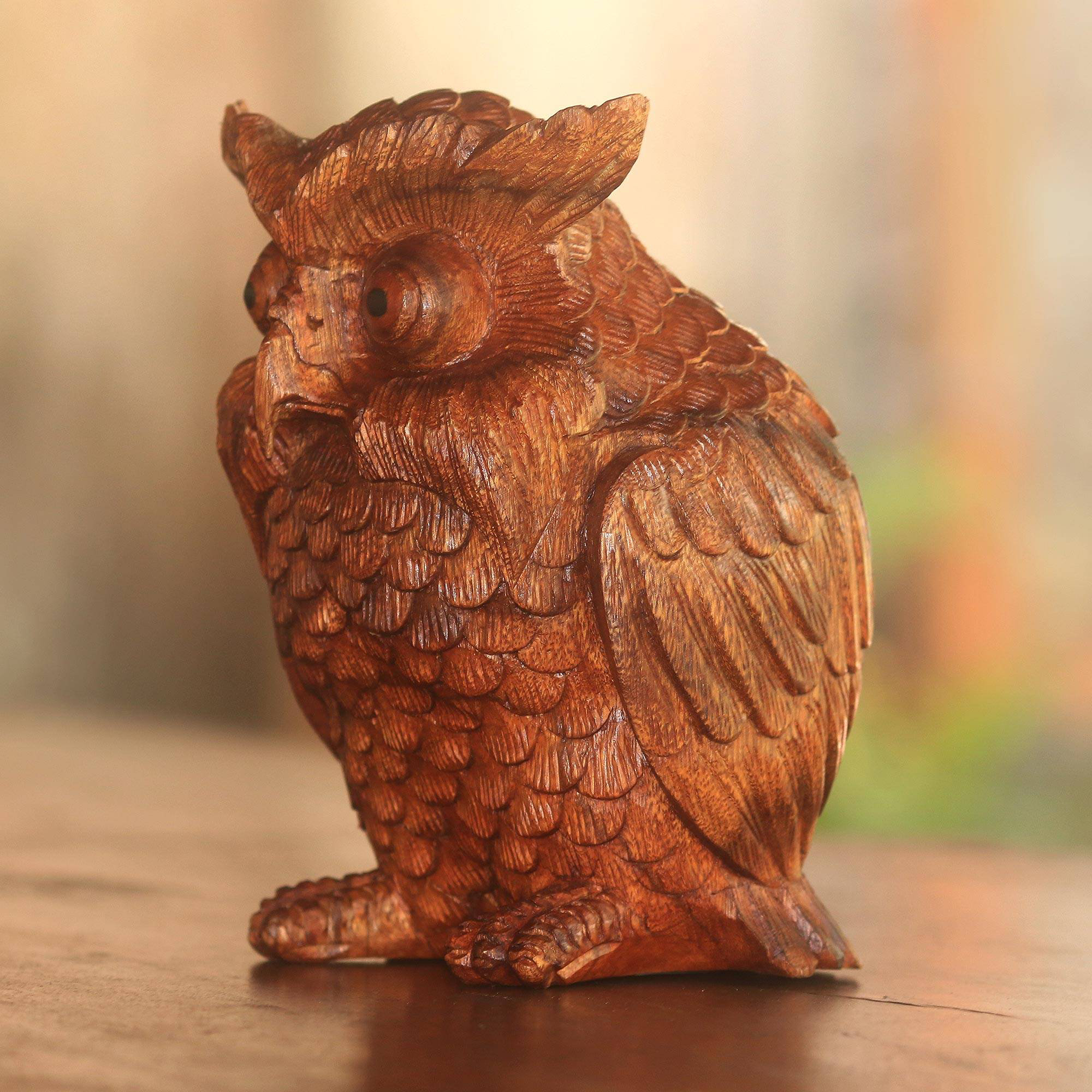 Loon Peak® Rex Owl Elder and Wood Sculpture | Wayfair