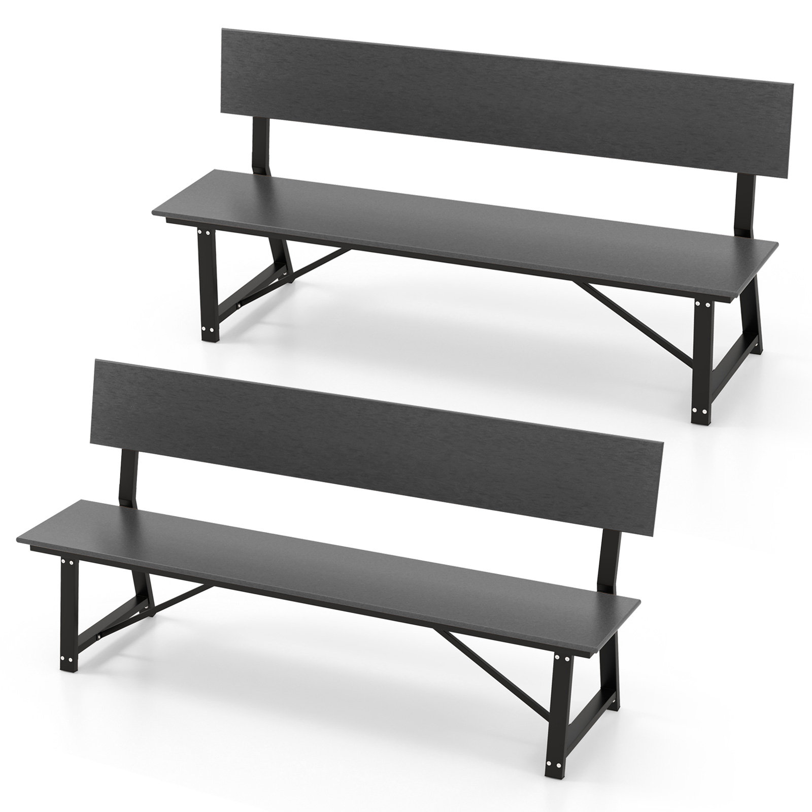 Hokku Designs 2PCS Patio 4-Person Bench 72” Extra Long Bench w/ All ...