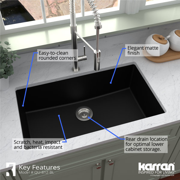 Karran Quartz 32-1/4'' X 19-1/4'' Large Single Bowl Undermount Kitchen ...