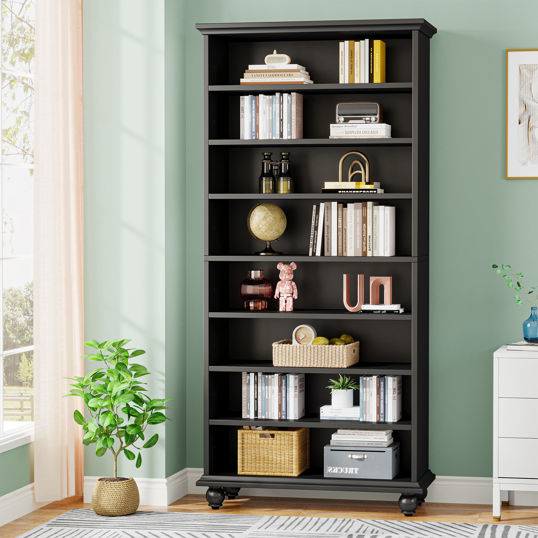 Winston Porter Orthman 68.9" H x 28.35" W Open Bookcase Bookshelf with ...