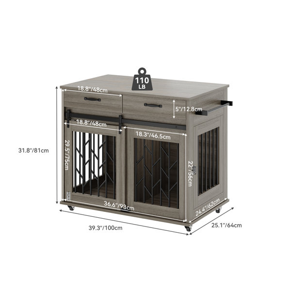 Tucker Murphy Pet™ 40"W Double Small Furniture-Style Wooden Dog Crates ...