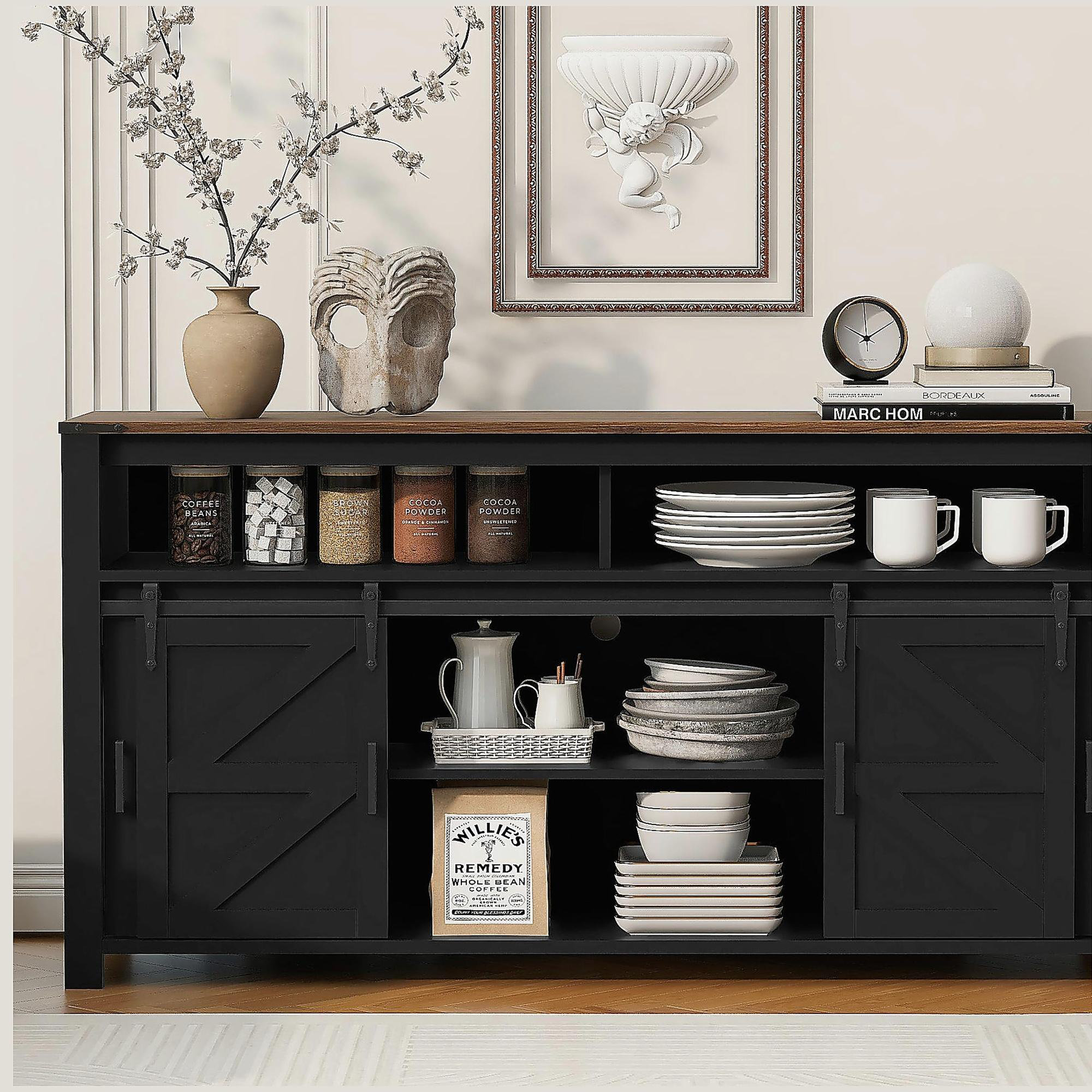 Ophelia & Co. Sideboard with Sliding Barn Door and Mesh Panels ...