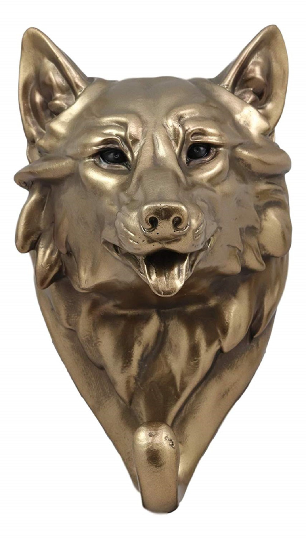 Millwood Pines Ebros Bronzed Grey Wolf Bust Wall Hook Hanger Timber ...