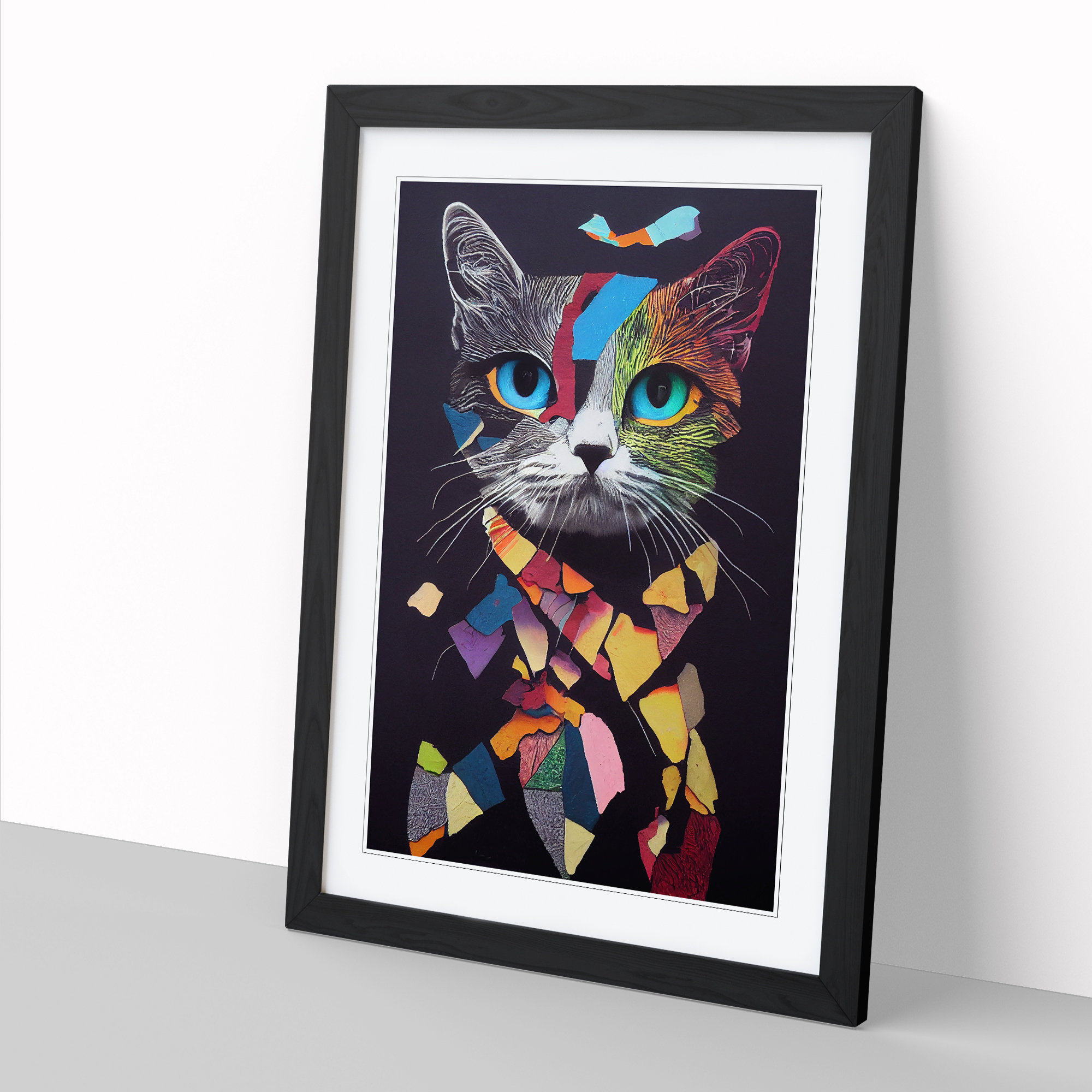 ClassicLiving Collison Cat Art Mixed Media - Picture Frame Graphic Art ...