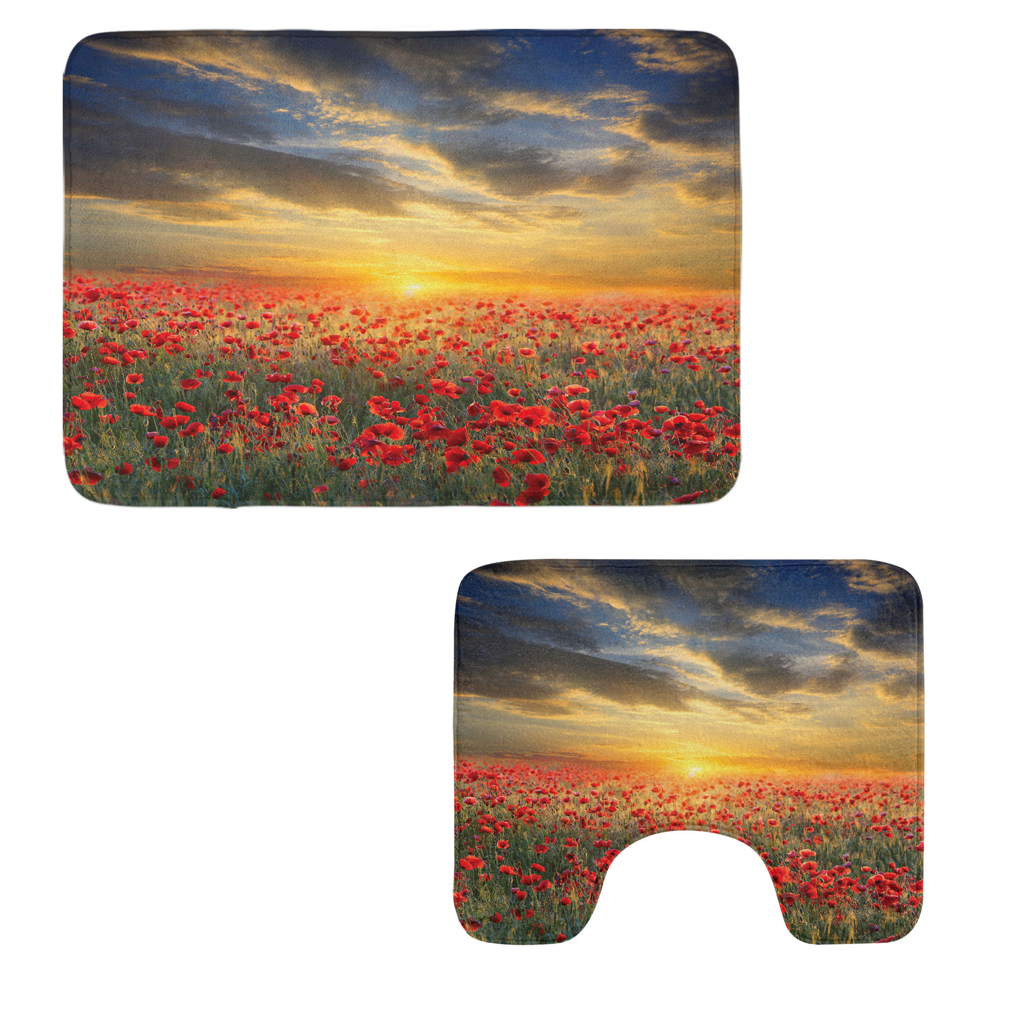 Dakota Fields Poppy Flower Bathroom Rug Set 2 Pieces Rectangle ...