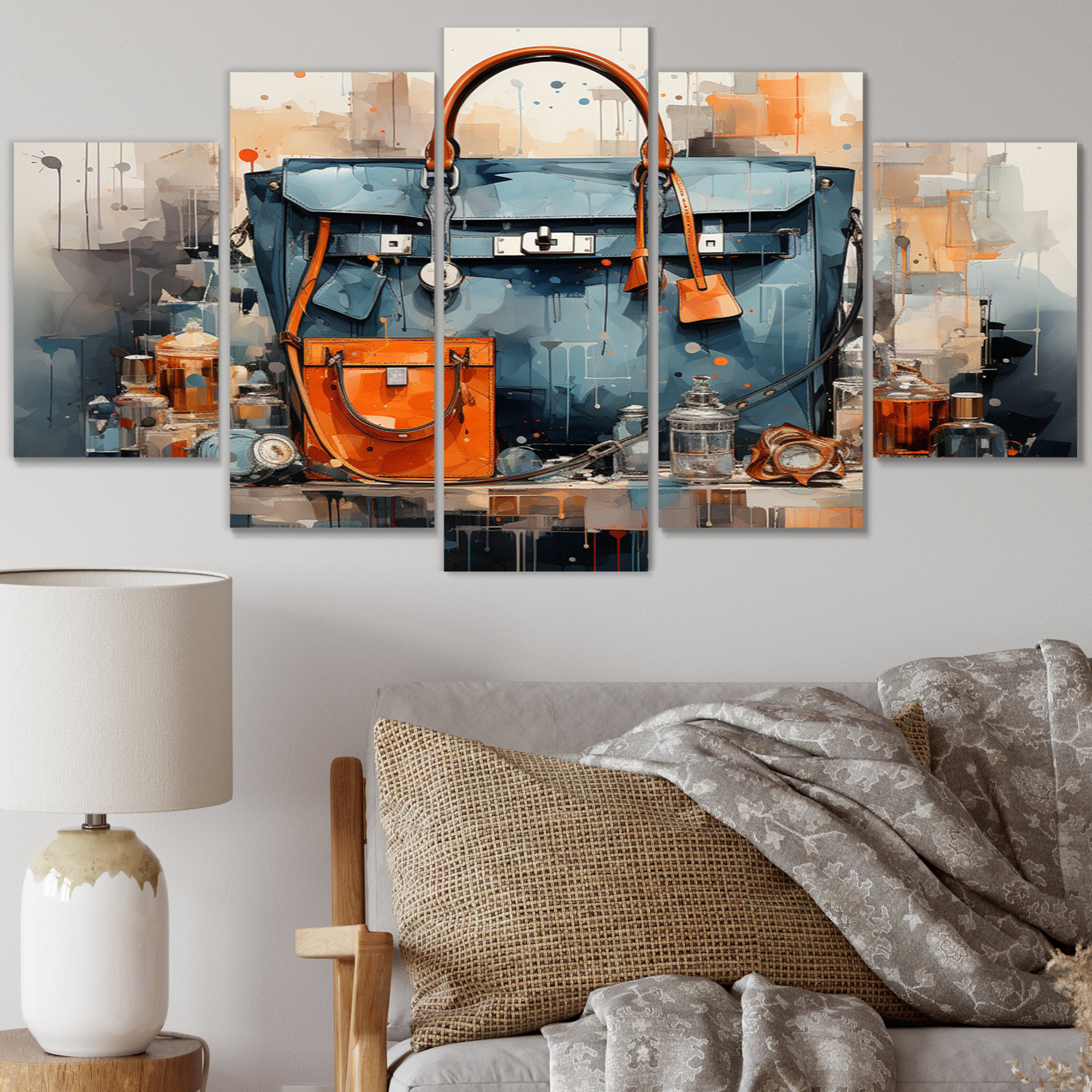 Mercer41 Minimalim Black Handbag - Fashion Metal Wall Art Prints Set ...