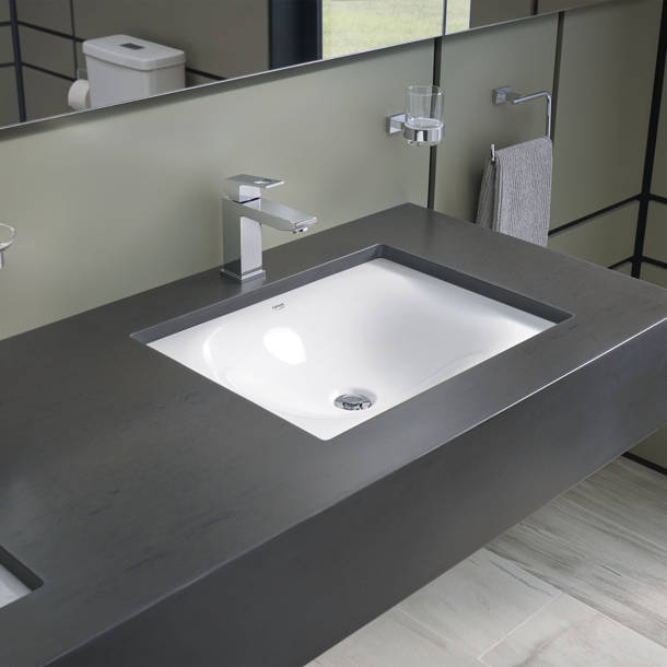 GROHE Eurocube® Alpine White Rectangular Wall Mount Bathroom Sink with ...