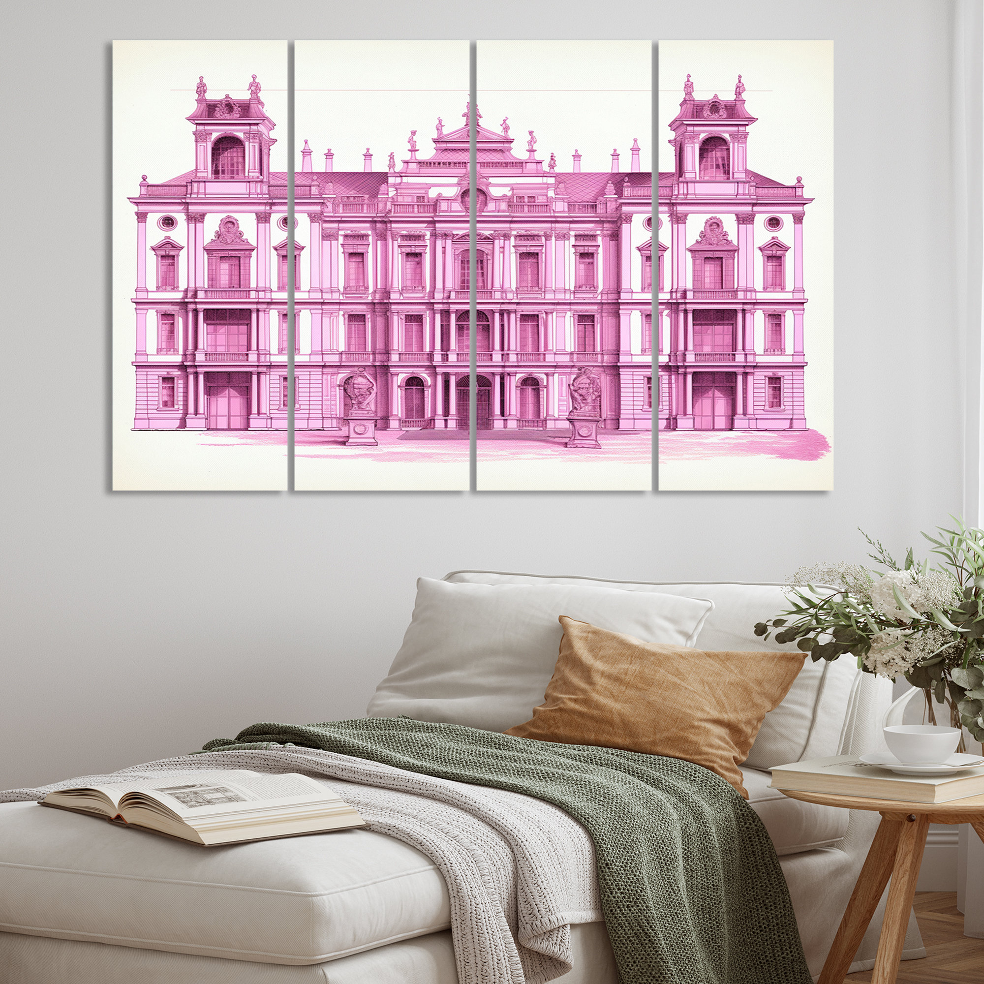 Winston Porter Pink Blueprint Of London Architecture I On Canvas 4 ...