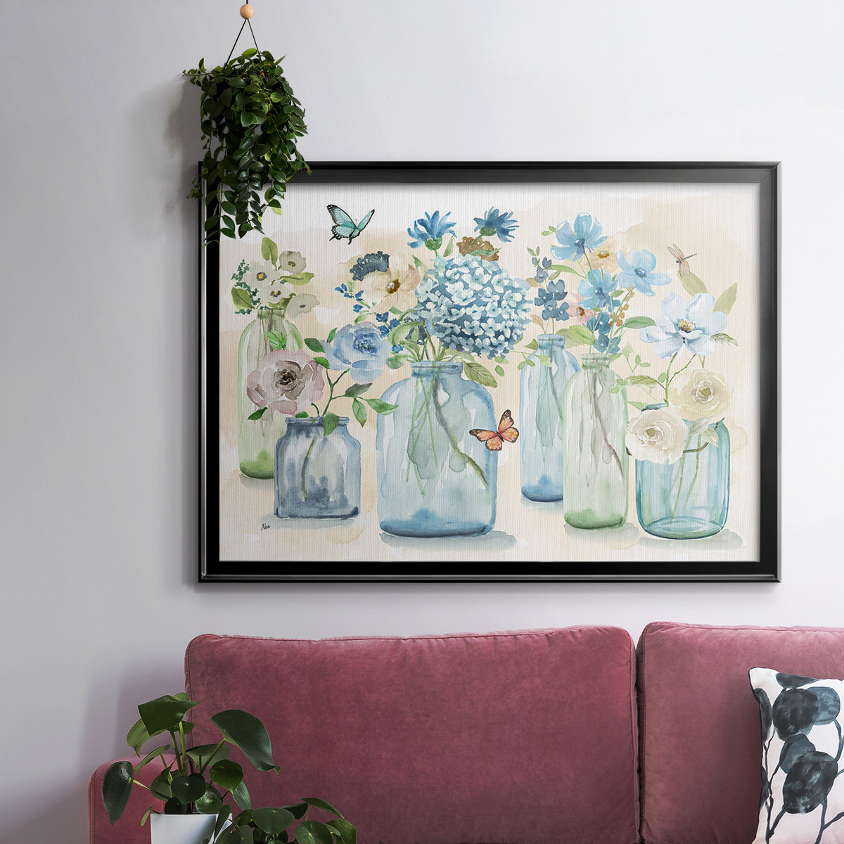 Wexford Home Blue Butterfly Garden - Single Picture Frame Print on ...