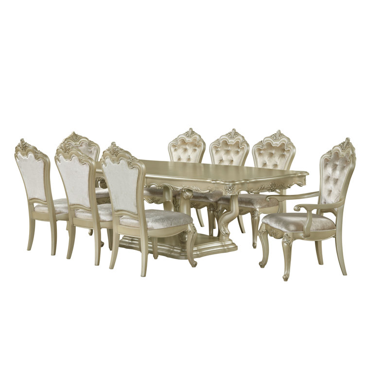 Royal Classics Monique 9-Piece Extendable Solid Wood Dining Set in ...