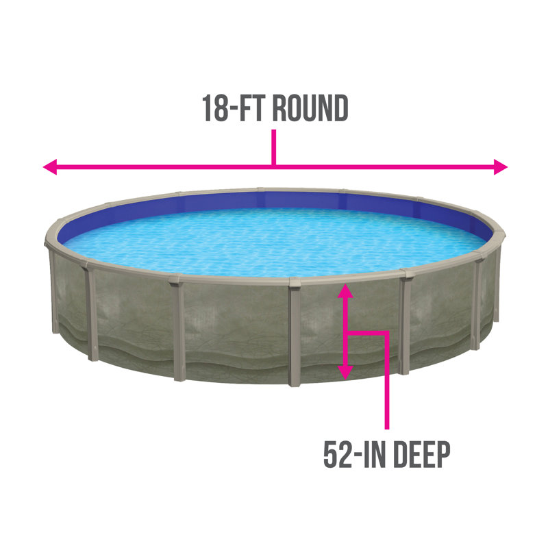 Blue Wave Trinity Round 52-in Deep Steel Wall Pool Package with 7-in ...