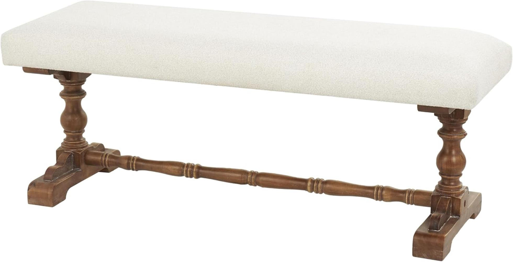 Wildon Home® Deco Fabric Home Bench Entryway Bench With Brown Turned ...