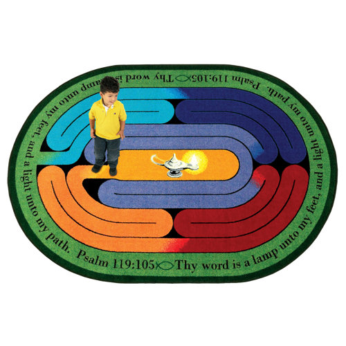 Joy Carpets Faith Based Blue/Orange Rug | Wayfair