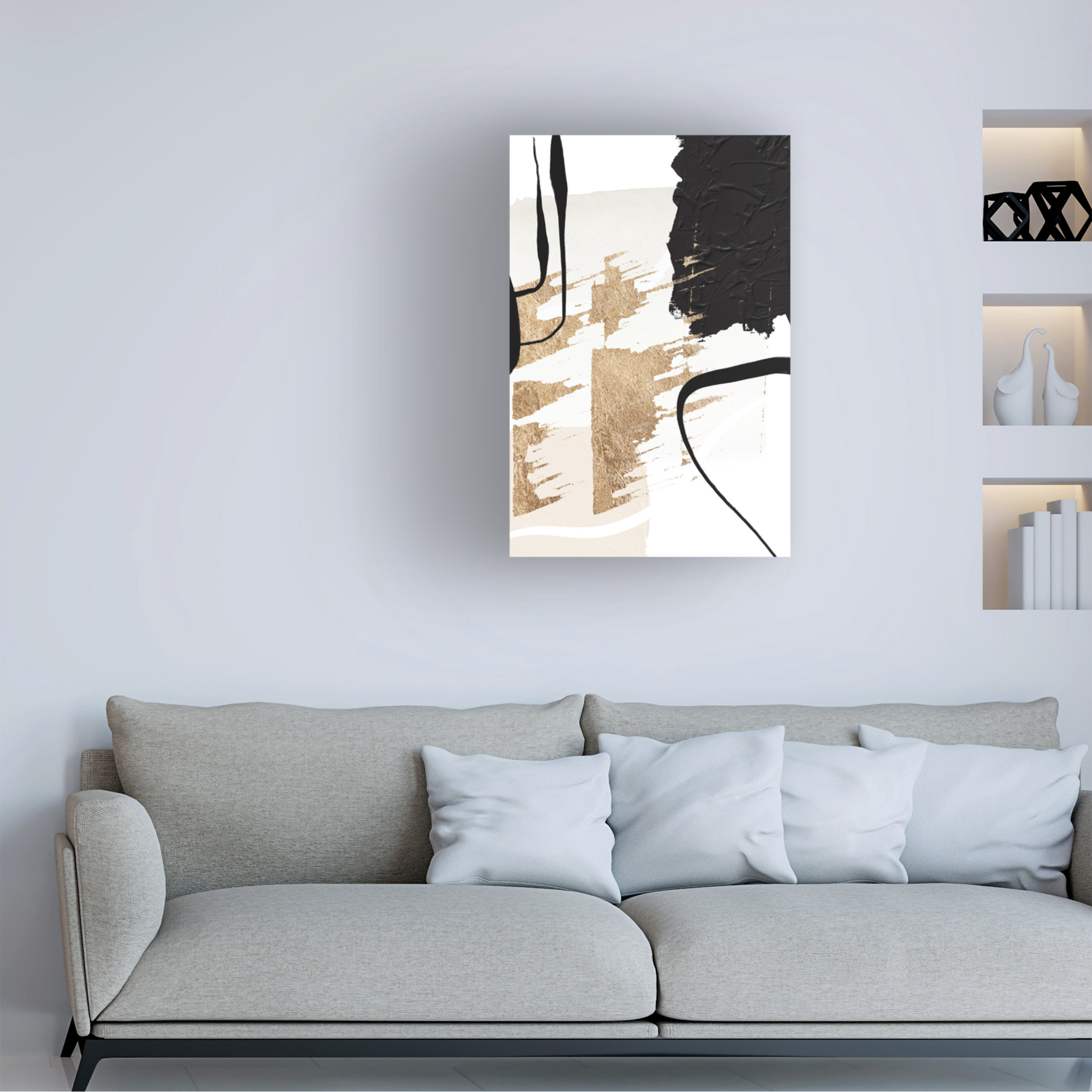 Wrought Studio™ Sally Ann Moss Abstract Black And Gold 6 Canvas Art ...