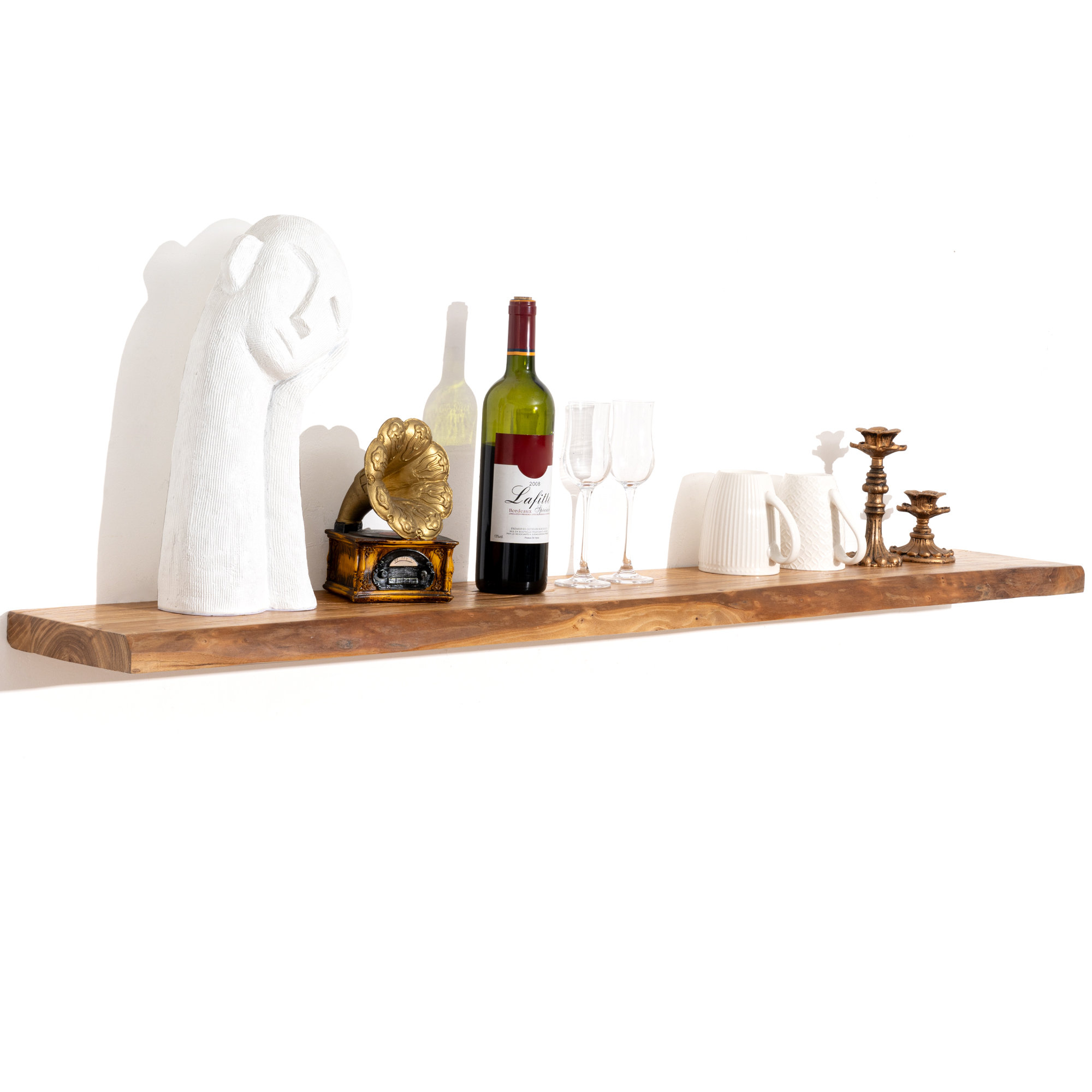 Ebern Designs Carsin Irregular Reclaimed Elm Floating Wall Shelf ...