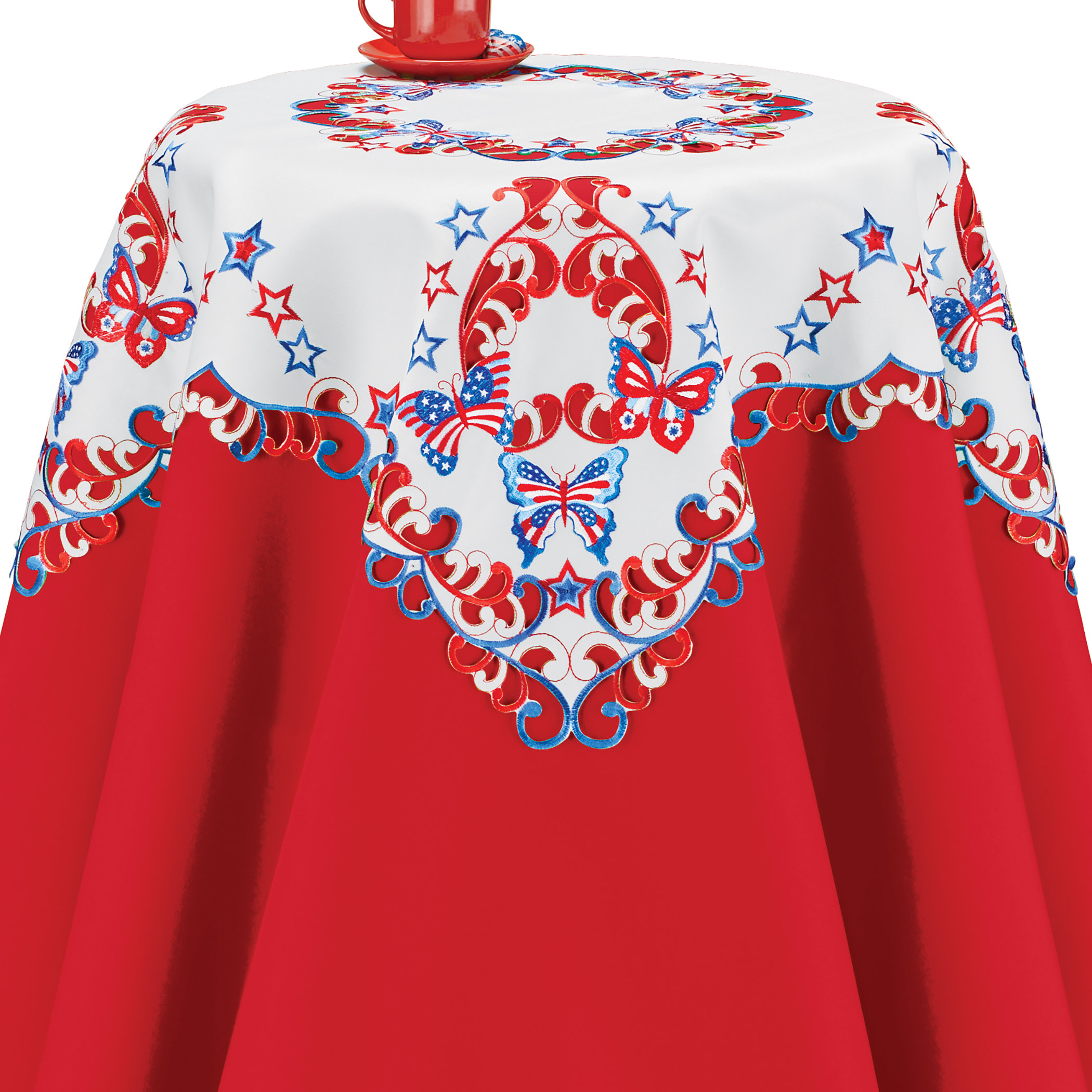 Winston Brands Embroidered Patriotic Butterflies Cut-Out Table Linens ...