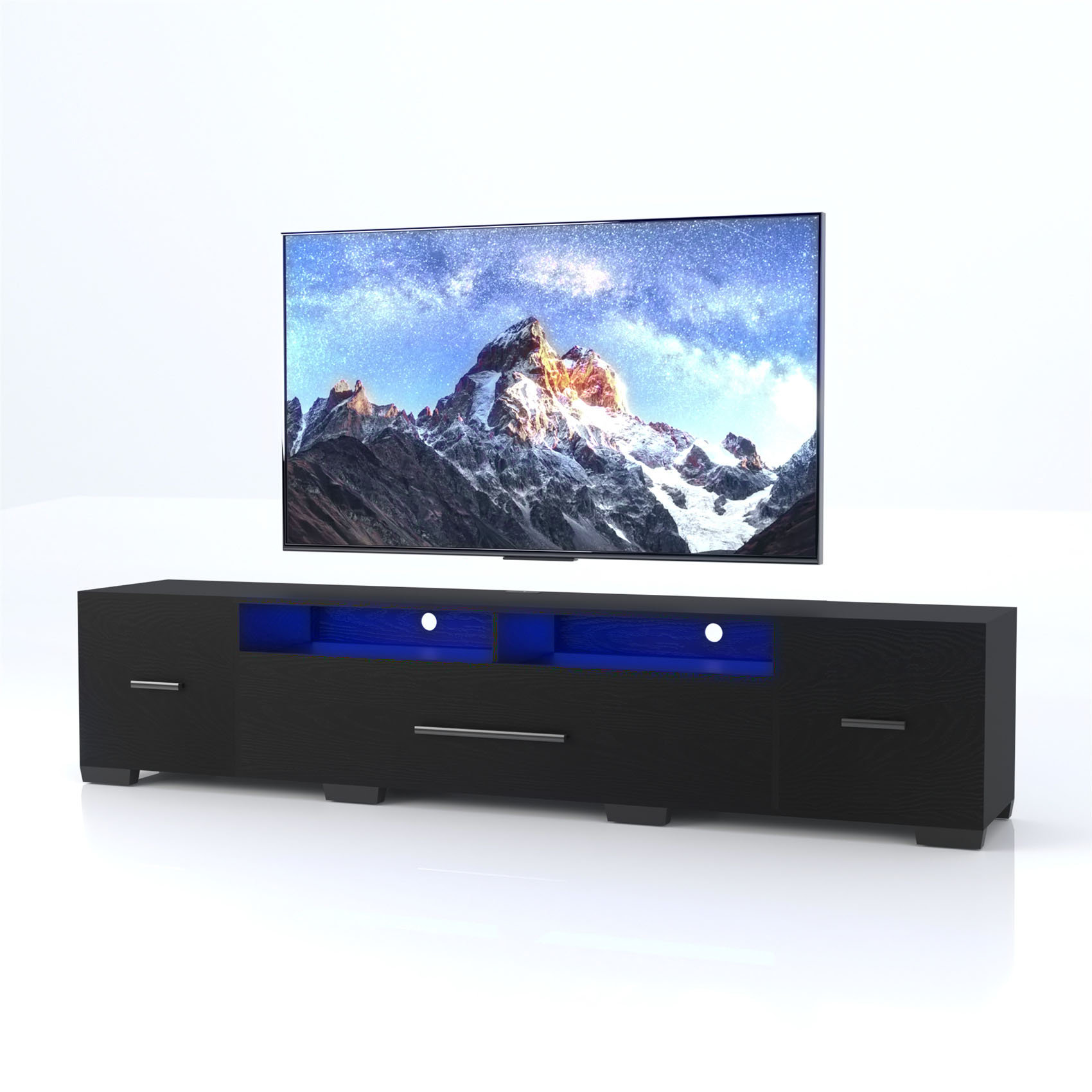 Ivy Bronx Modern LED TV Console with Storage Cabinets and Power Cord ...
