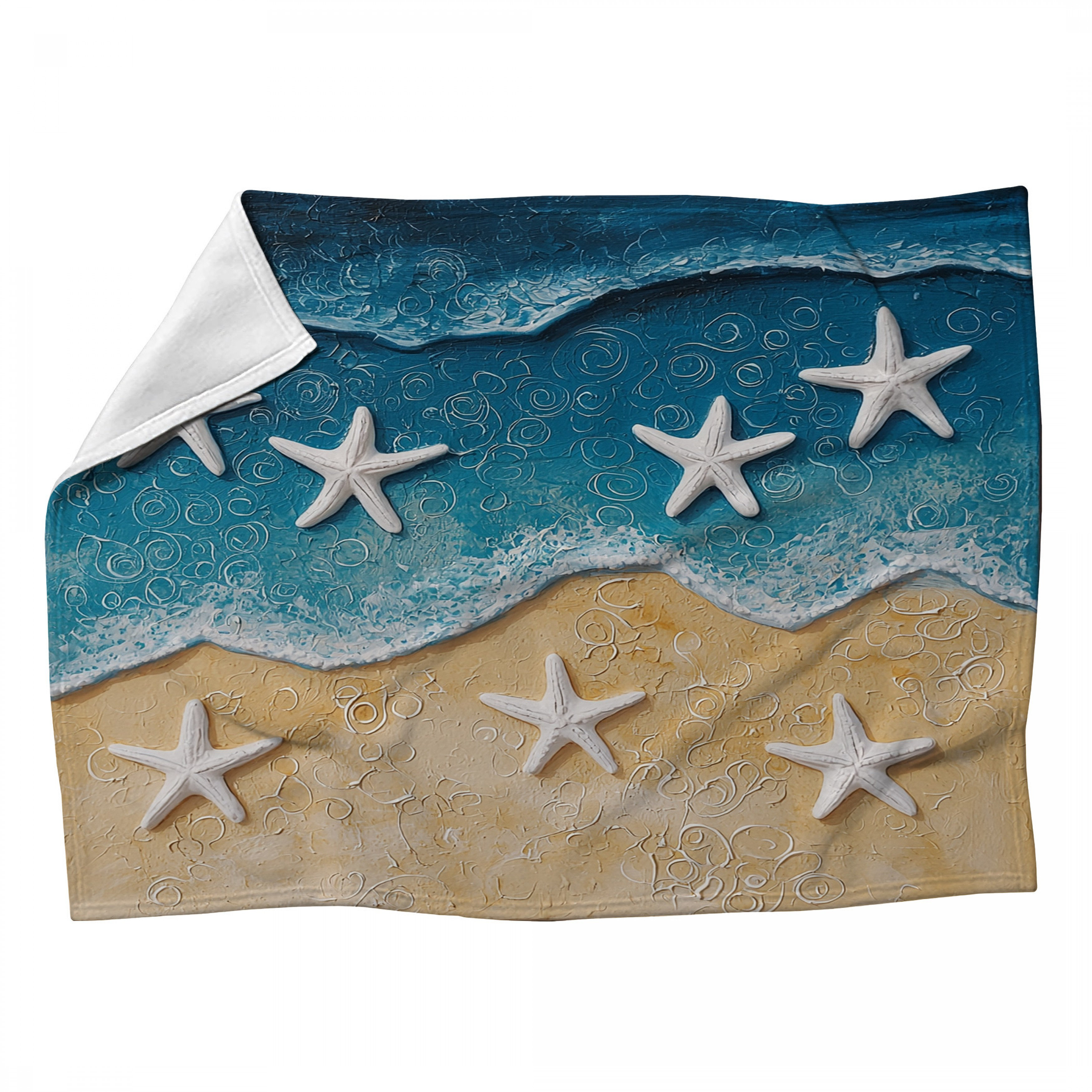 VisionDecor Starfish Beach Fleece Throw Blanket - Coastal Throws for ...