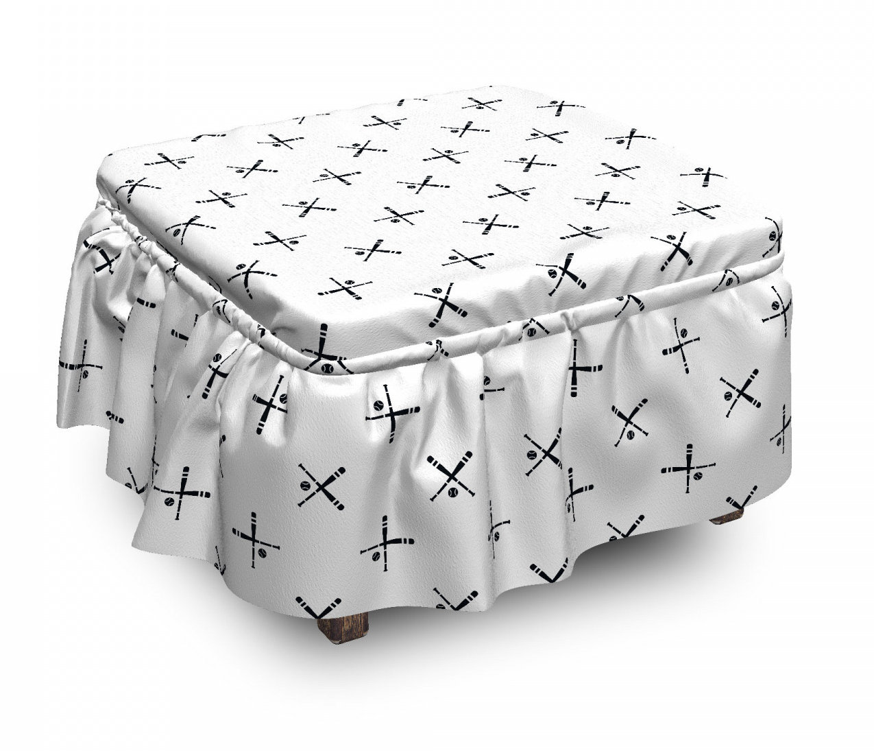 East Urban Home Bats and Balls Simplistic Ottoman Slipcover | Wayfair