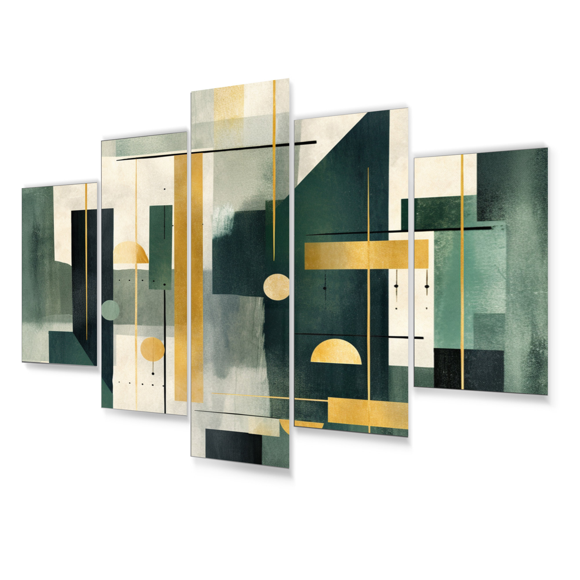 Design Art Gold Green Parallel Universes - Abstract Shapes Metal Wall ...