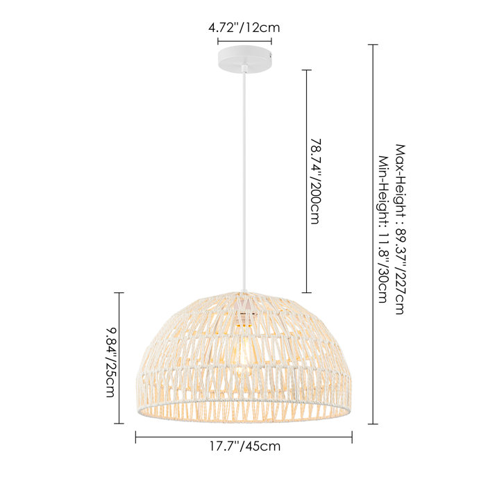 Bay Isle Home Burket 1 - Light Bohemian Woven Rattan Pendant & Reviews ...