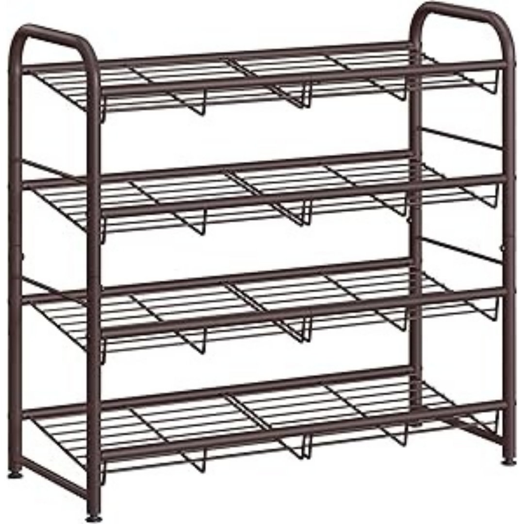 17 Stories Stackable Shoe Rack, 4 Tier Metal Shoes Rack Storage Shelf ...