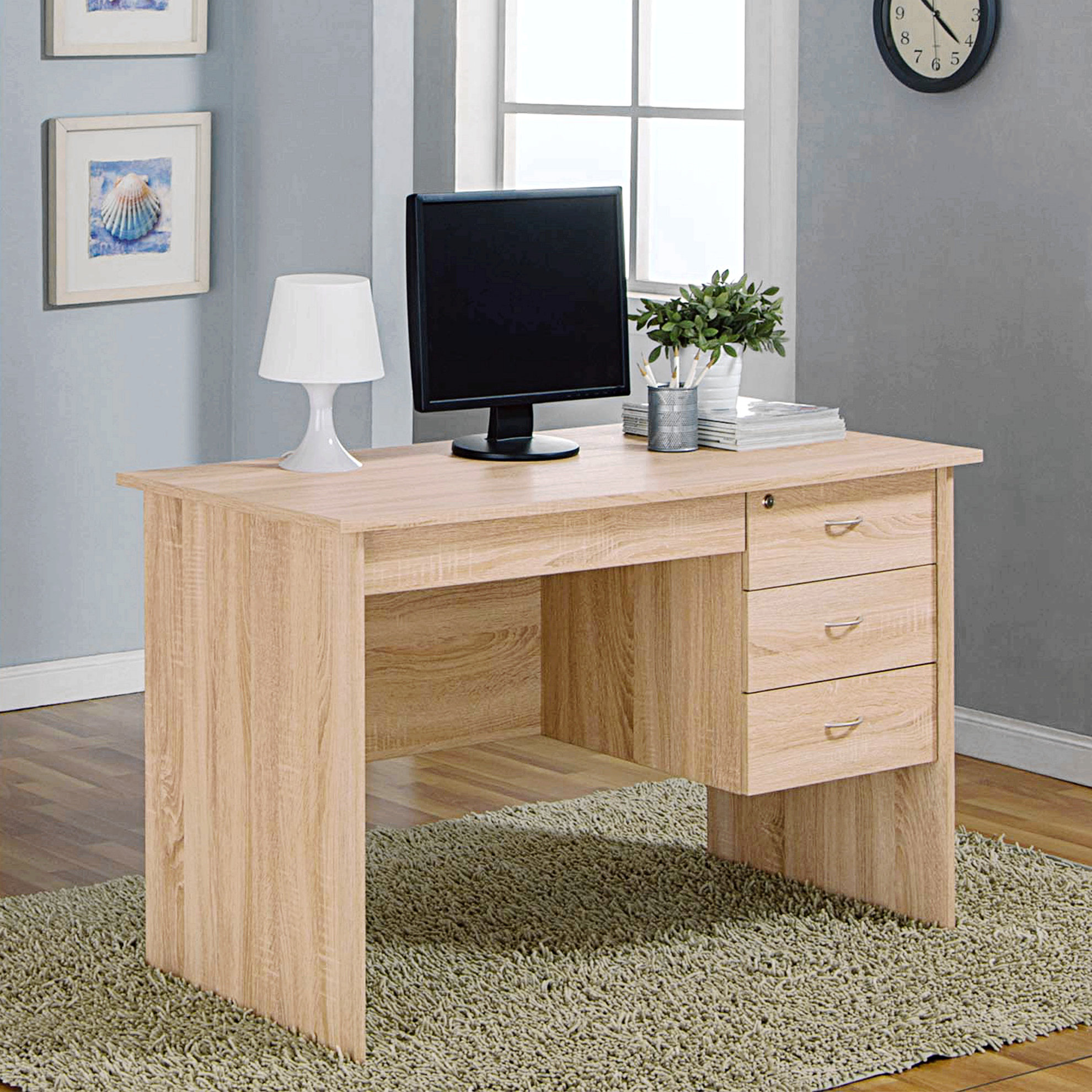 Hokku Designs Three Locking Drawers On Metal Glides Student Desk Work ...