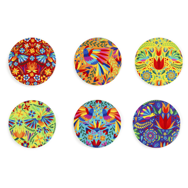 Excelsa Mexican Flowers Set Of 6 Coasters | Wayfair.co.uk