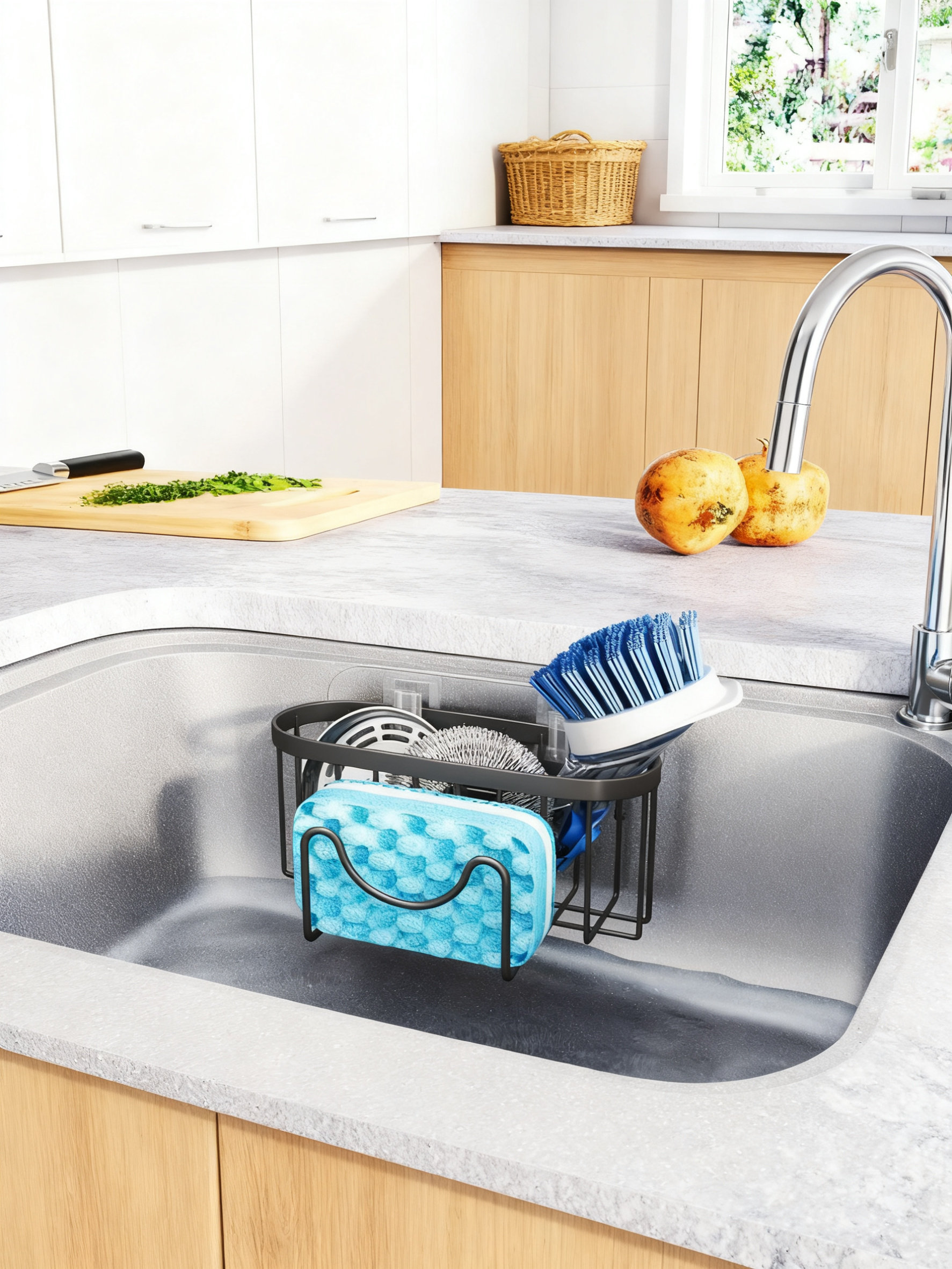 Xiangong M-Shaped Sponge Holder With 2 Installation Methods, Rustproof ...