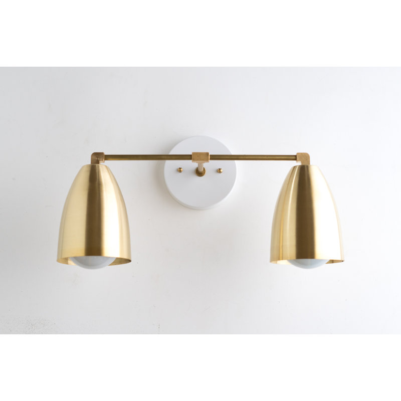 Mercer41 Calgary 2-Light Mid-Century Modern Vanity with spun Brass Cone ...
