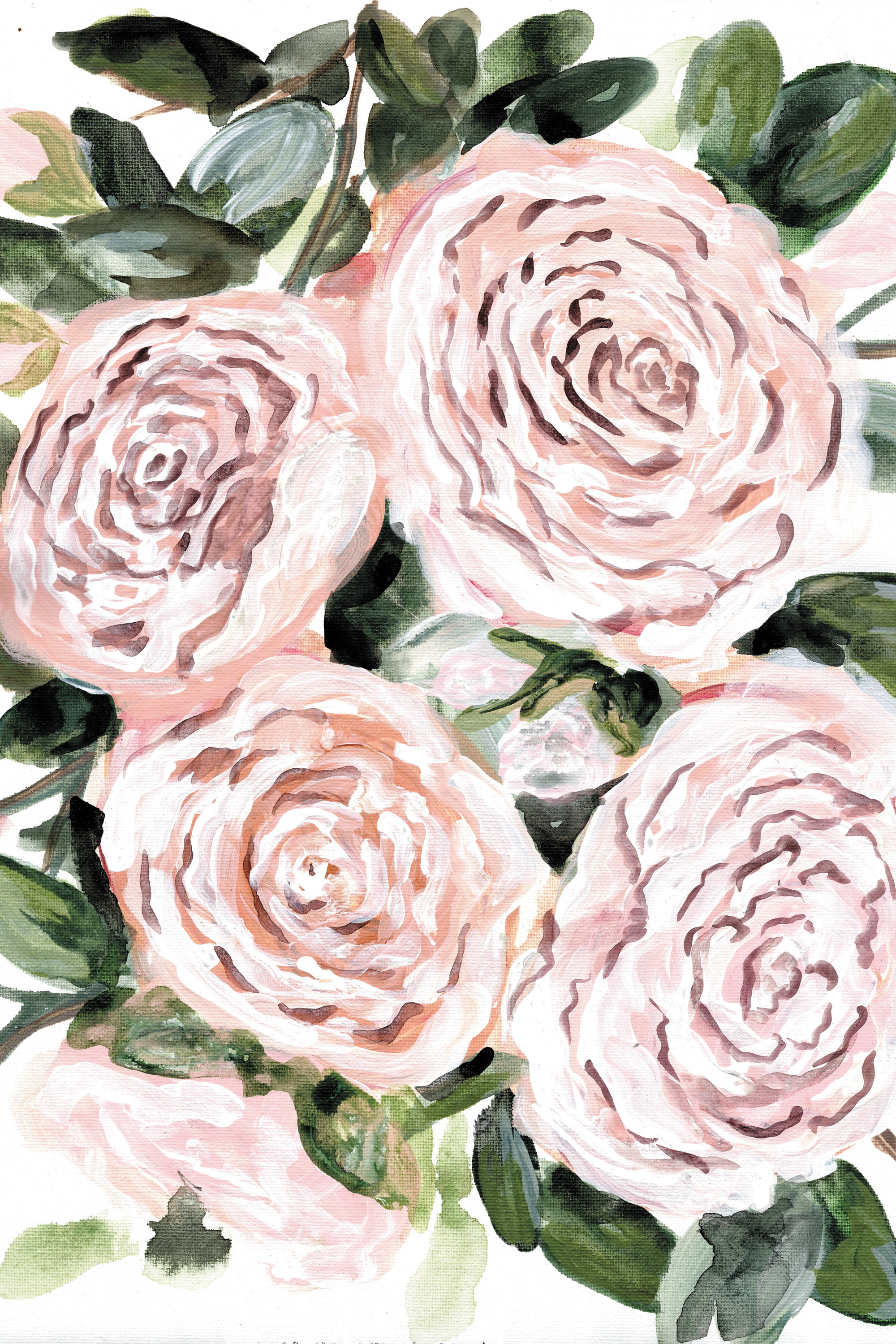 House of Hampton® Laurenz Gentle Roses Pink On Canvas by Marcy Chapman ...
