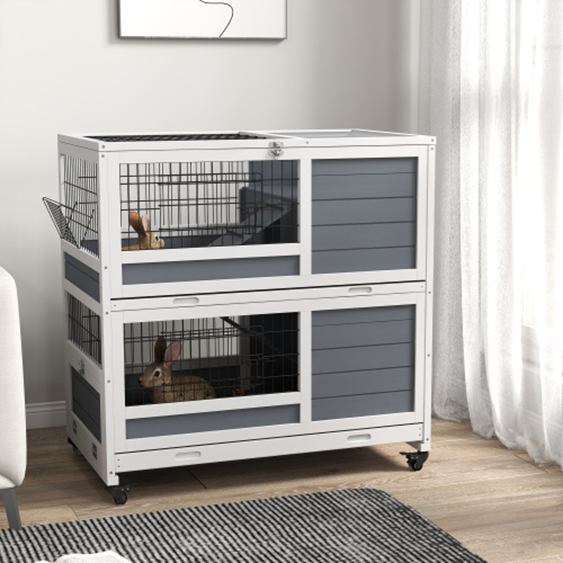 Tucker Murphy Pet™ Indoor Rabbit Hutch with Wheels | Wayfair