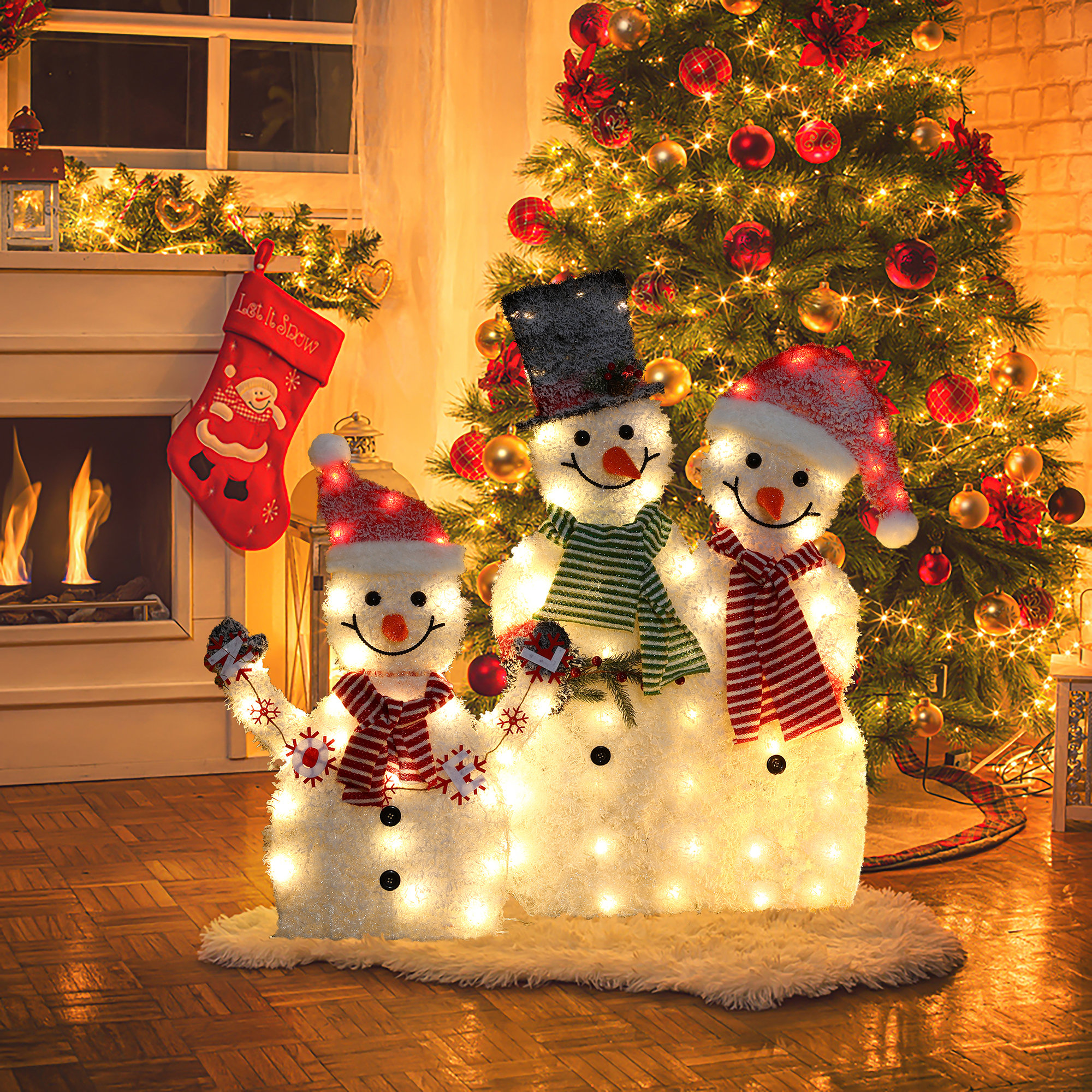 The Holiday Aisle® 2-Piece Snowman Family Trio Lighted Holiday ...