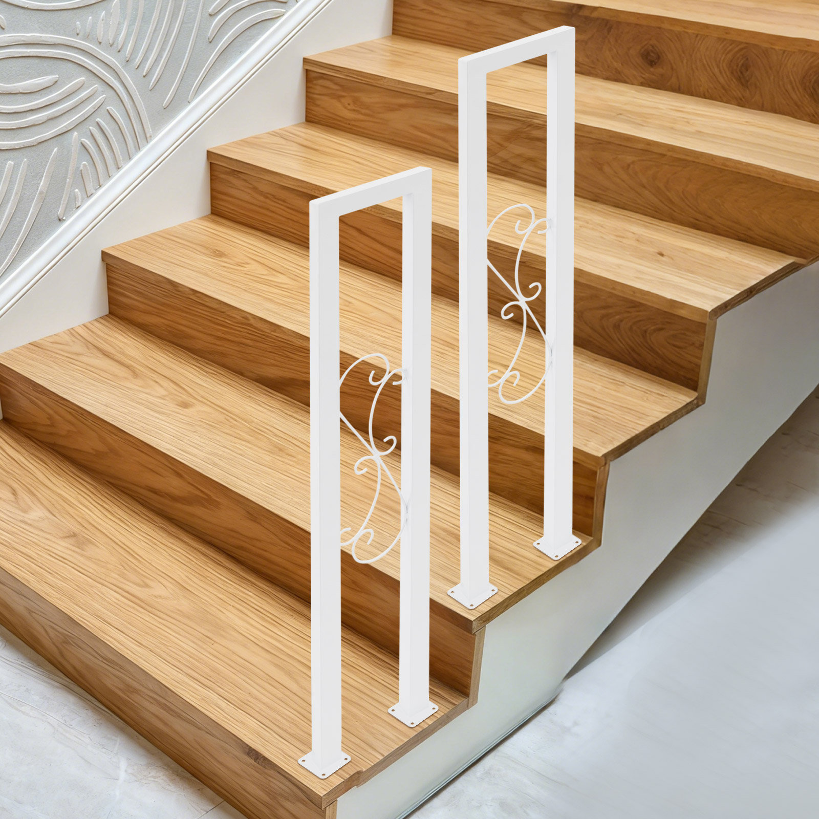 OUKANING 2Pcs Modern Indoor Industrial Wrought U Shaped Handrails Stair ...