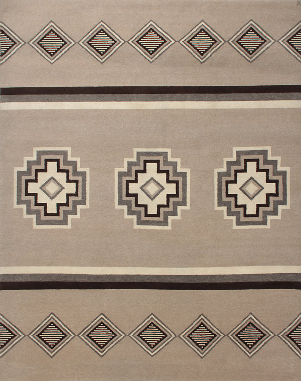 New Moon Rugs Mesa Southwestern Hand-Knotted Wool Area Rug in Natural ...