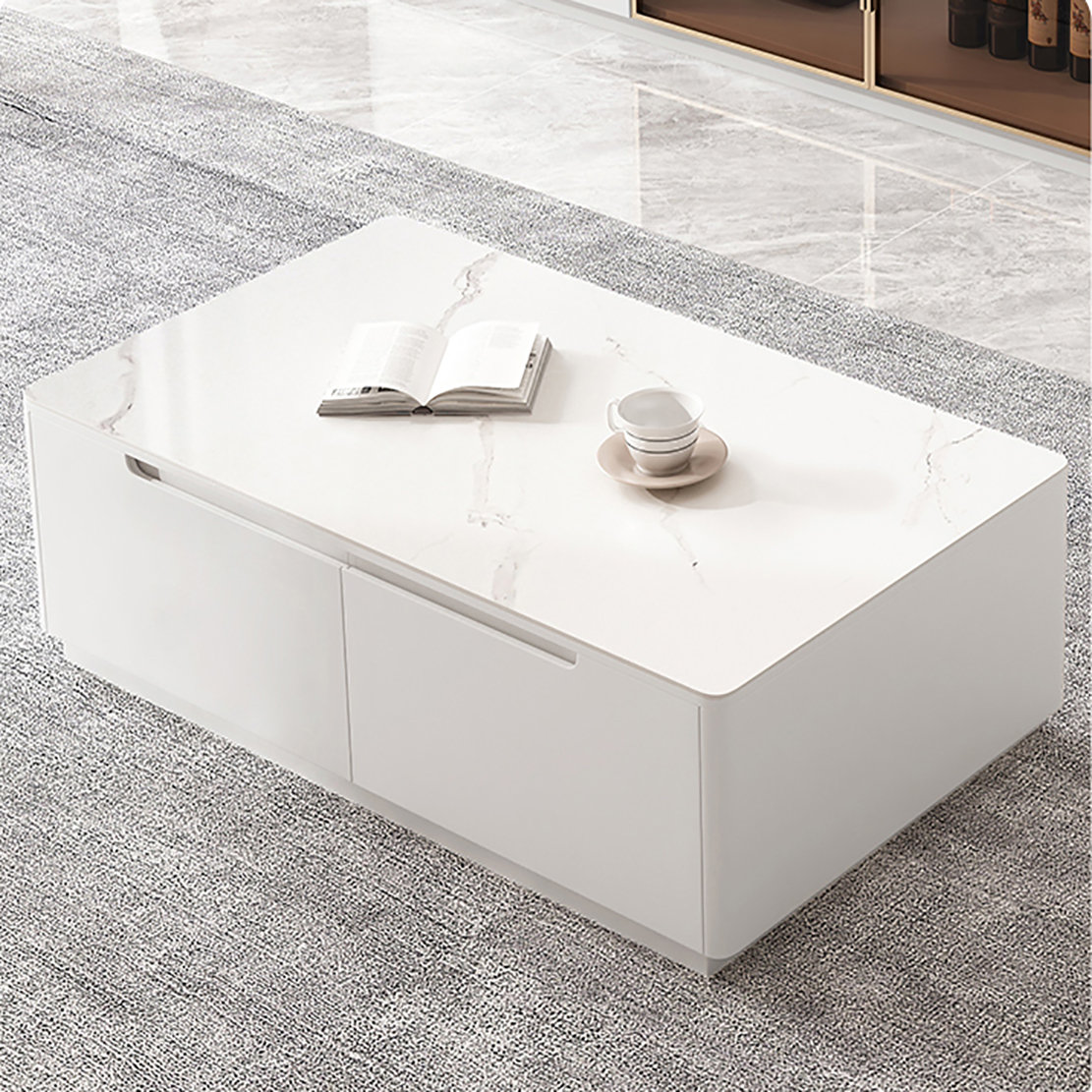 Creature B Comforts Modern simple rock slab cream coffee table | Wayfair