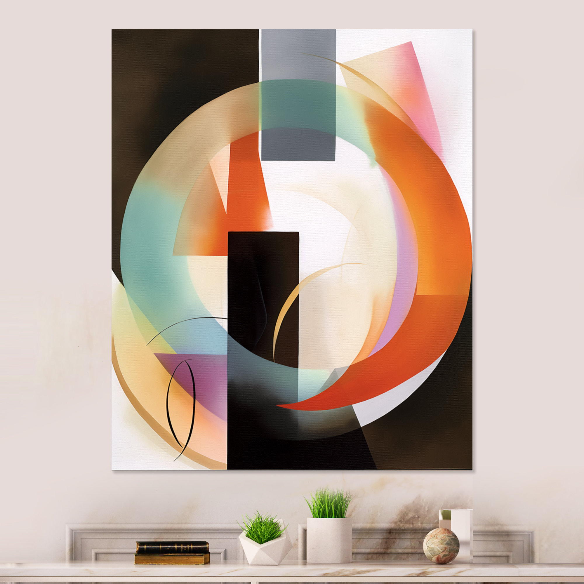 Ivy Bronx Orange Geometric Rhythms I - Modern Geometric Metal Wall ...