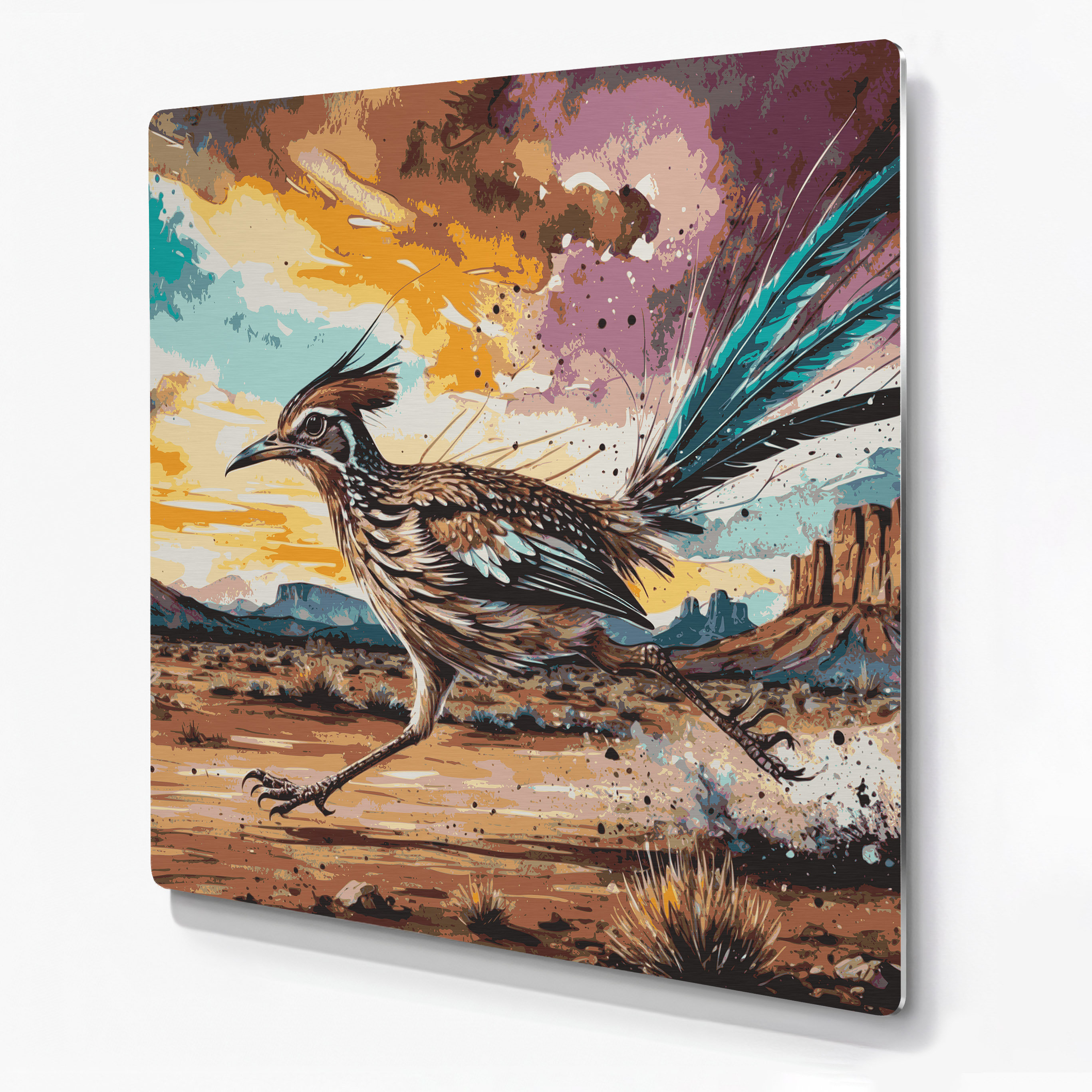 Latitude Run® Southwestern Animals Roadrunner 47 Brown Metal Wall Art ...