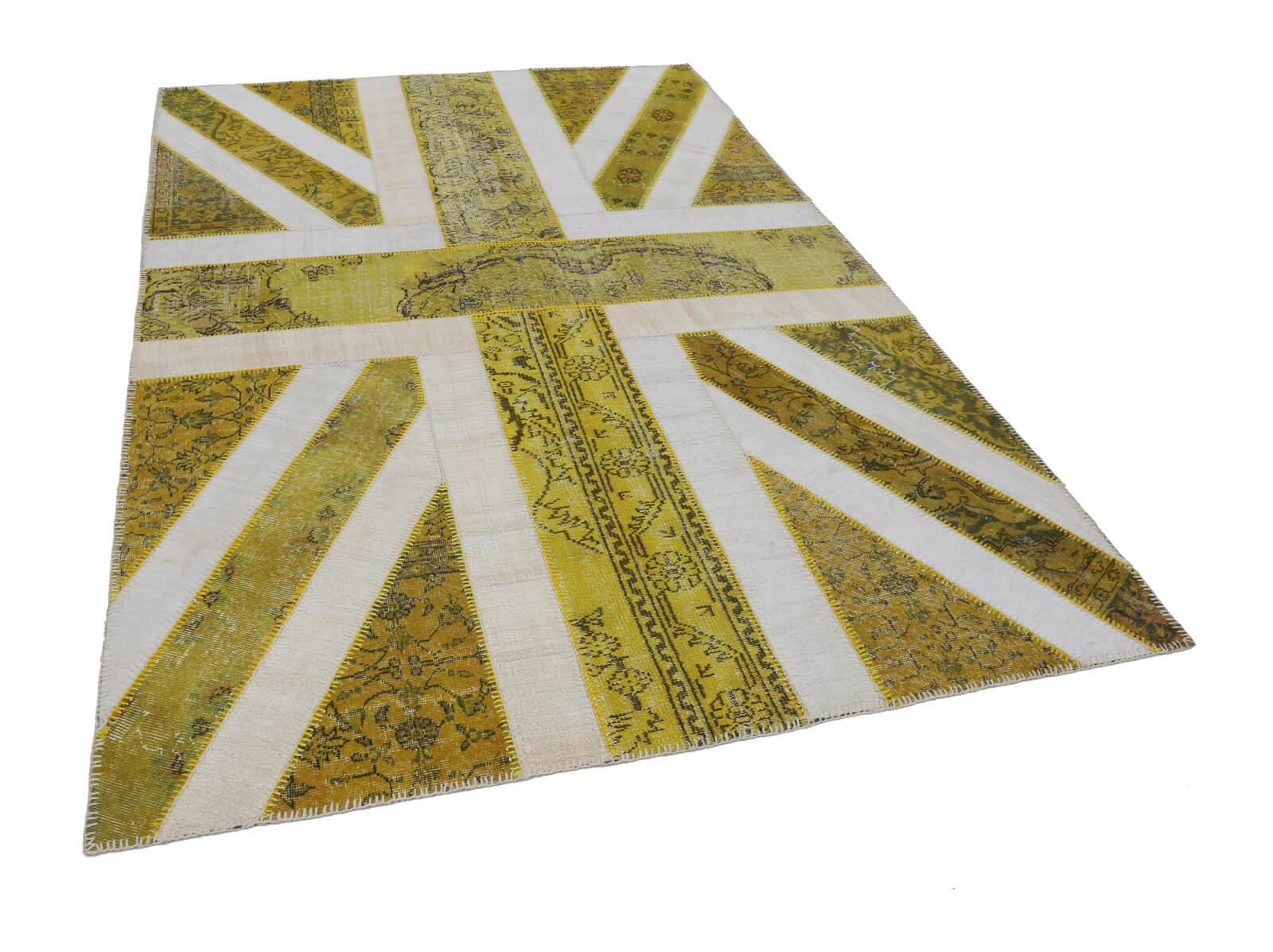 Williston Forge Kevanna Flag Patchwork Yellow Flag Wool Handmade Area ...