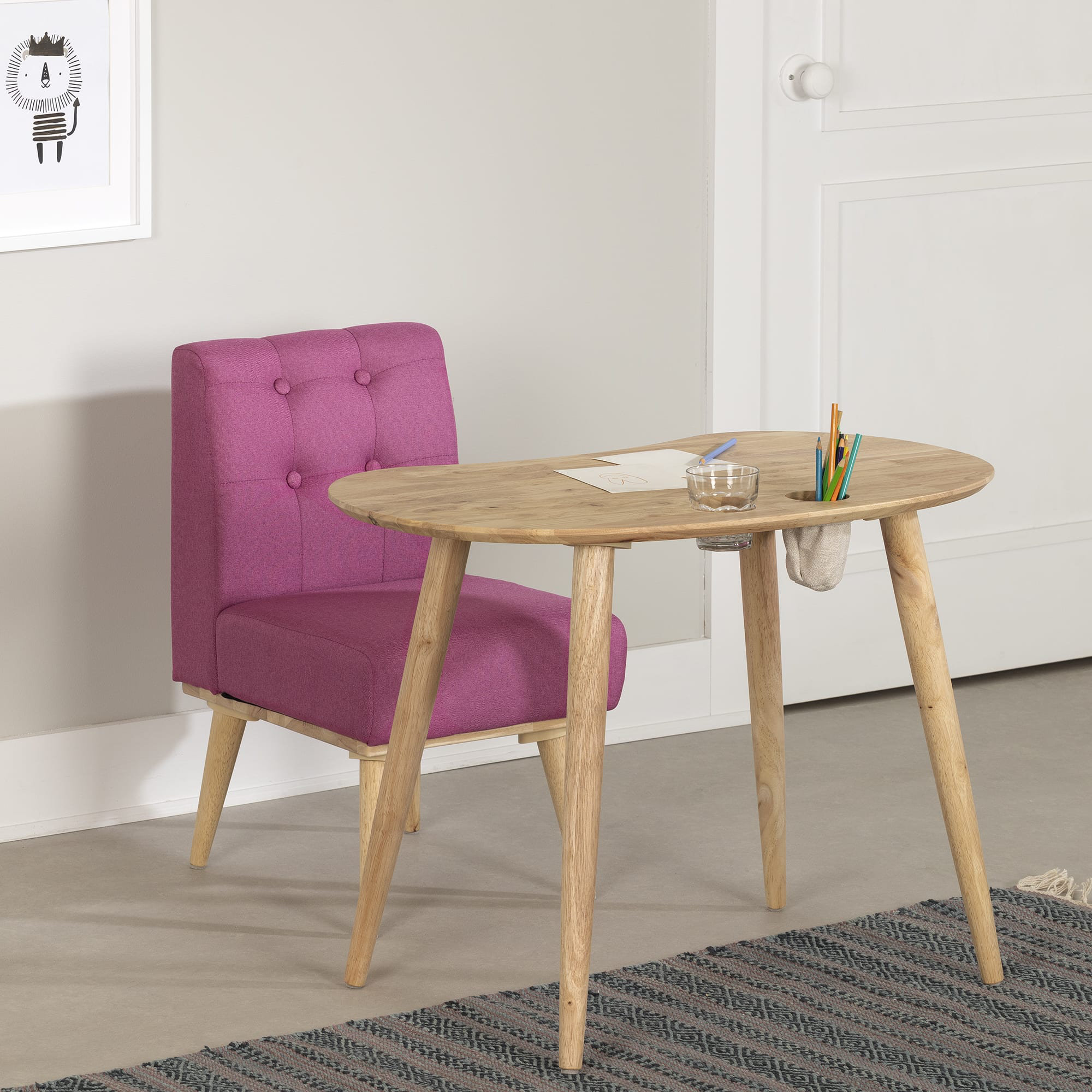 South Shore Sweedi Kids Table Solid Wood Half-Circle Play Table and ...