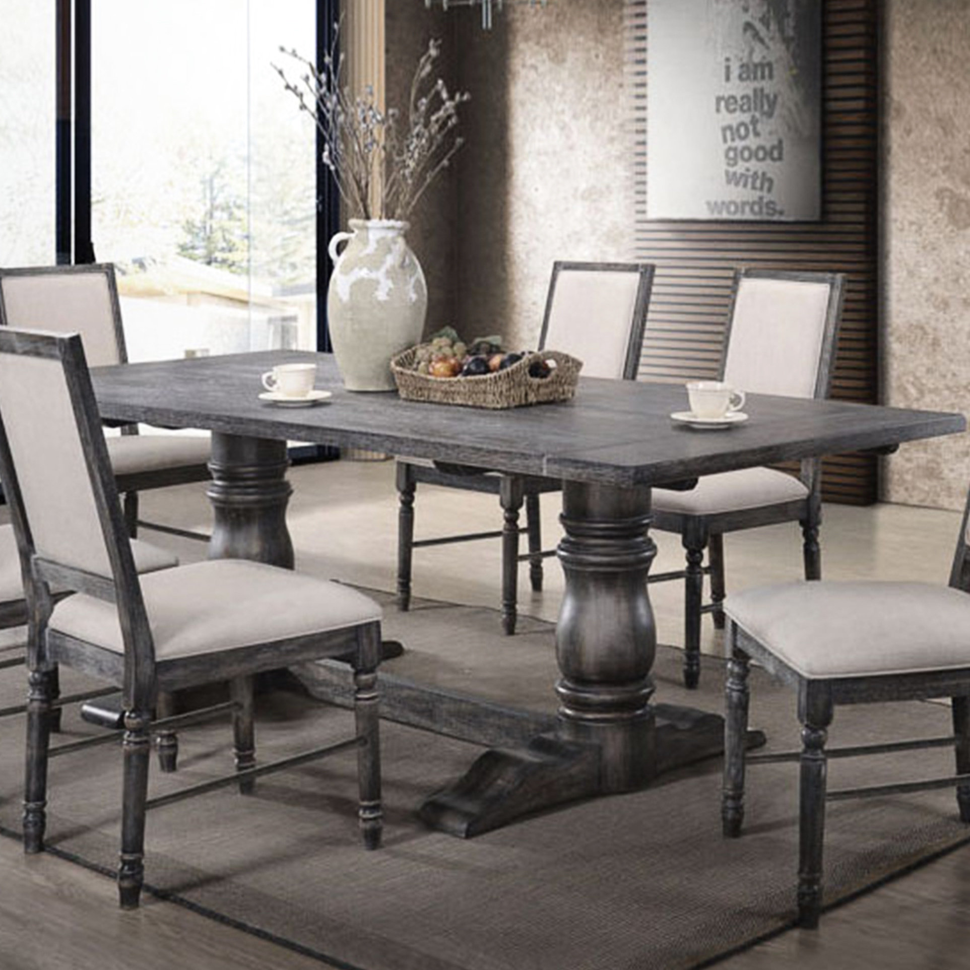 One Allium Way® Rectangular Trestle Table, Antique Gray, 70mm Thick ...