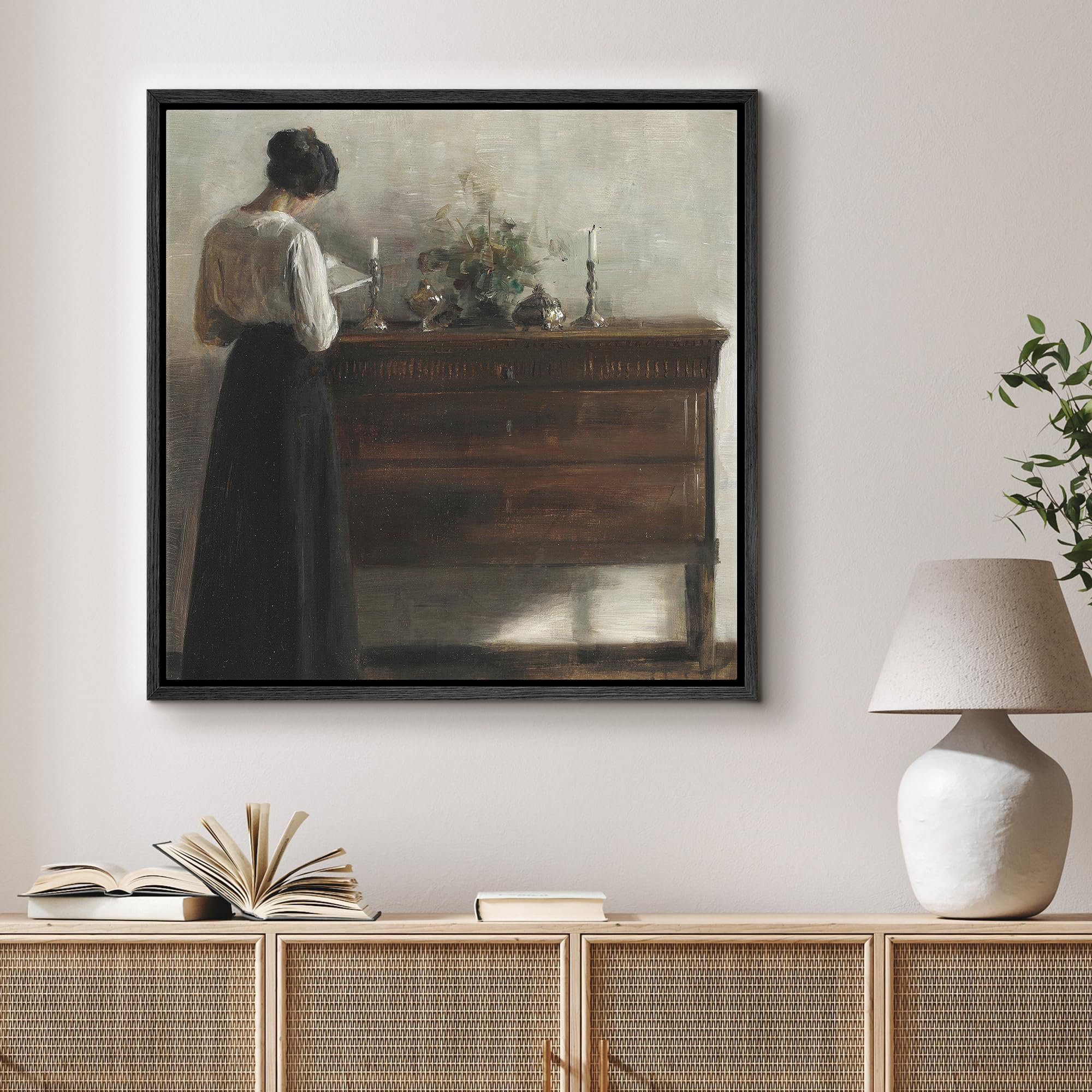 wall26 Vintage Woman Writing at Desk Classic Interior Scene Nature ...