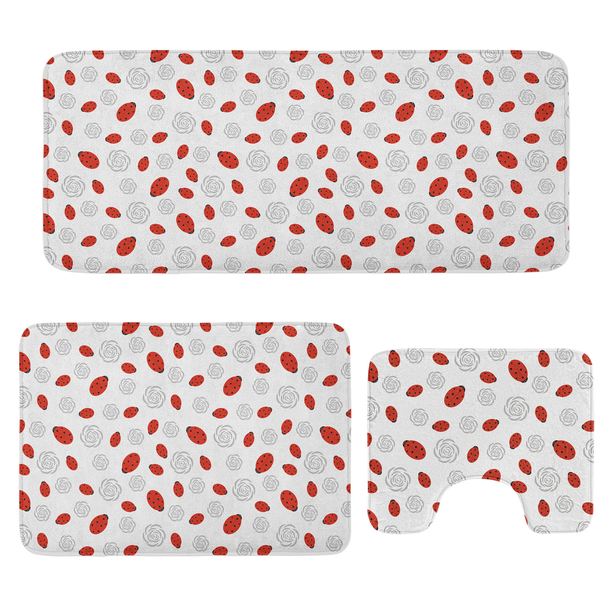 Dakota Fields Ladybugs Bathroom Rug Set 3 Pieces U-Shape & Rectangle ...